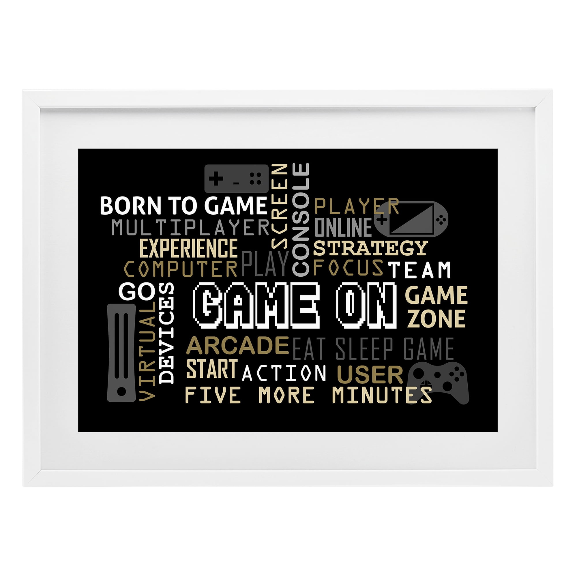 Stupell Industries Game On Gamer Typography White Framed Print Under ...