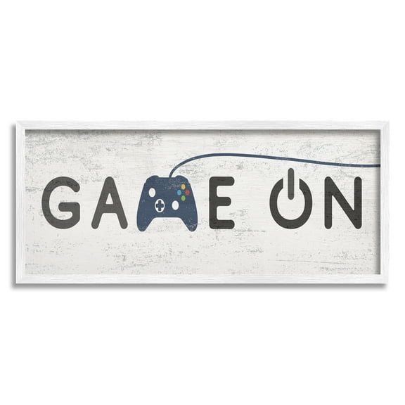 Stupell Industries Game On Bold Gamer Phrase Retro Controller Beauty ...