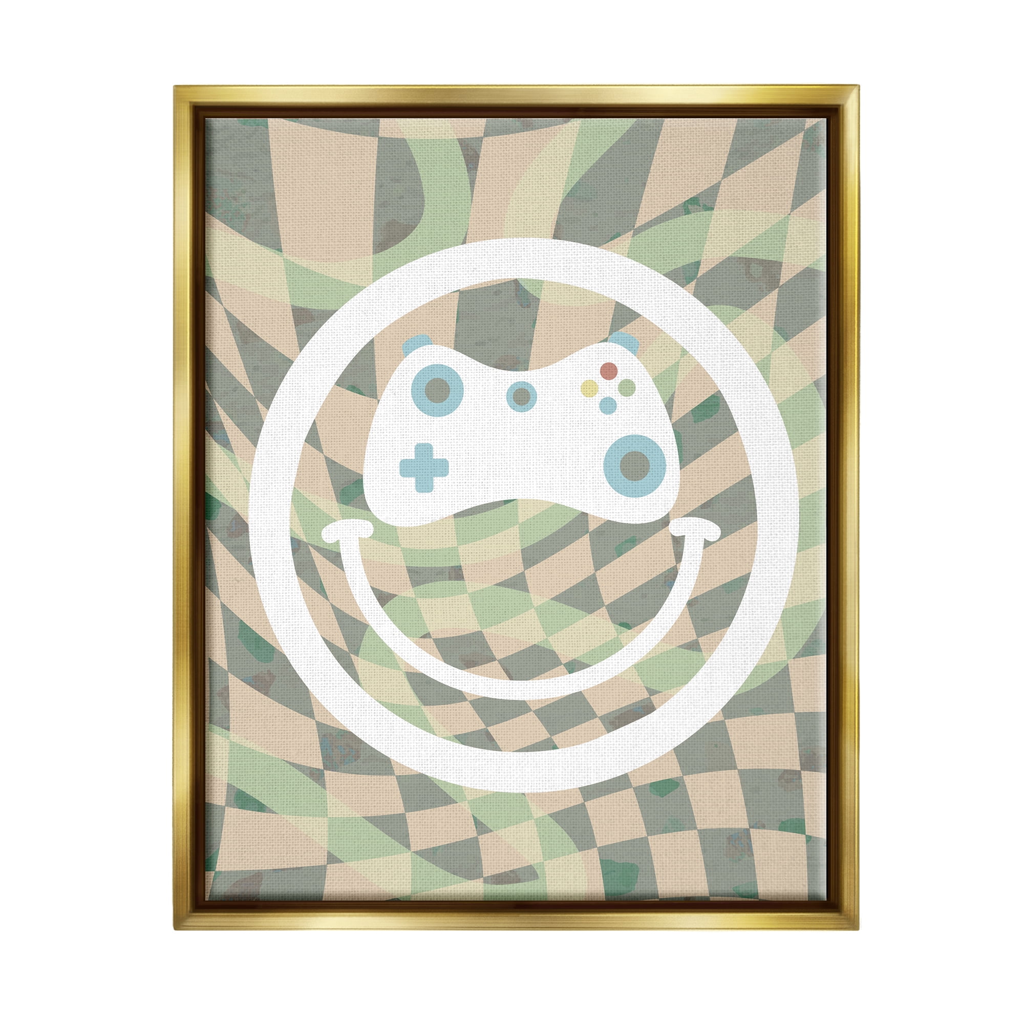 Stupell Industries Gamer Smile Patterned Abstract Painting Gold Floater ...