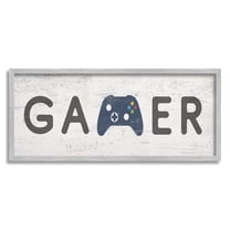 Stupell Industries Game On Bold Gamer Phrase Retro Controller Beauty ...