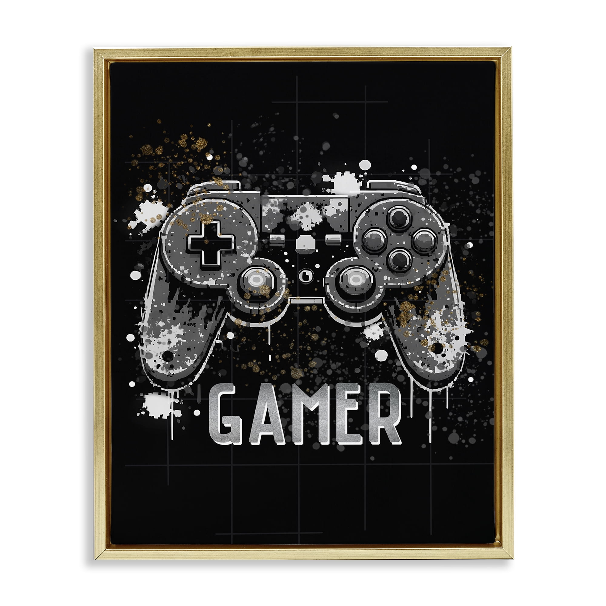 Stupell Industries Gamer with Modern Splash Entertainment Painting Gold ...