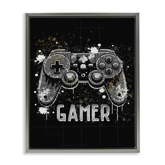 Stupell Industries Gamer with Modern Splash Entertainment Painting Gray ...