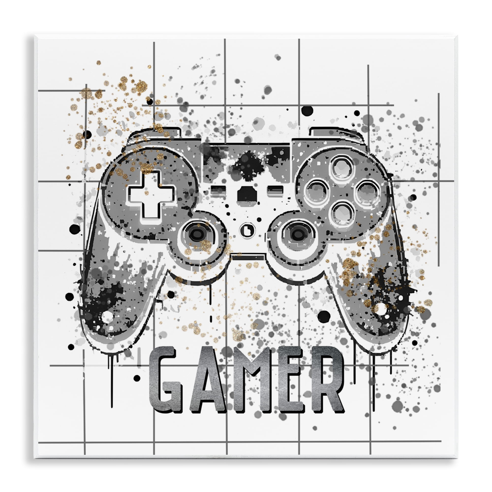 Stupell Industries Gamer with Pixel Splatter Wall Plaque Art, design by ...