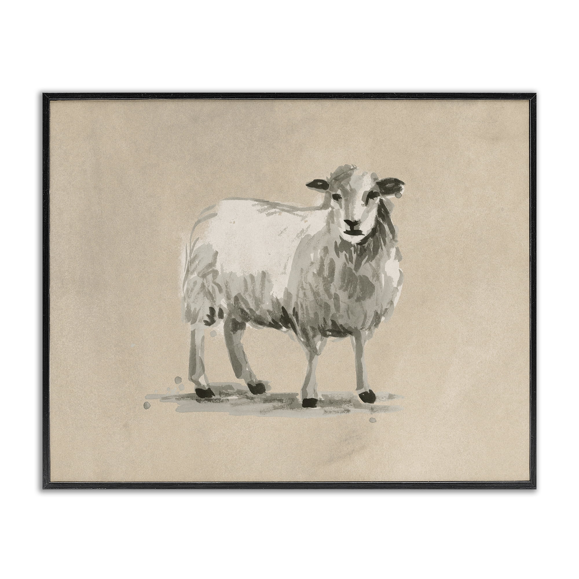Stupell Industries Gazing Sheep on Beige Animals & Insects Painting ...