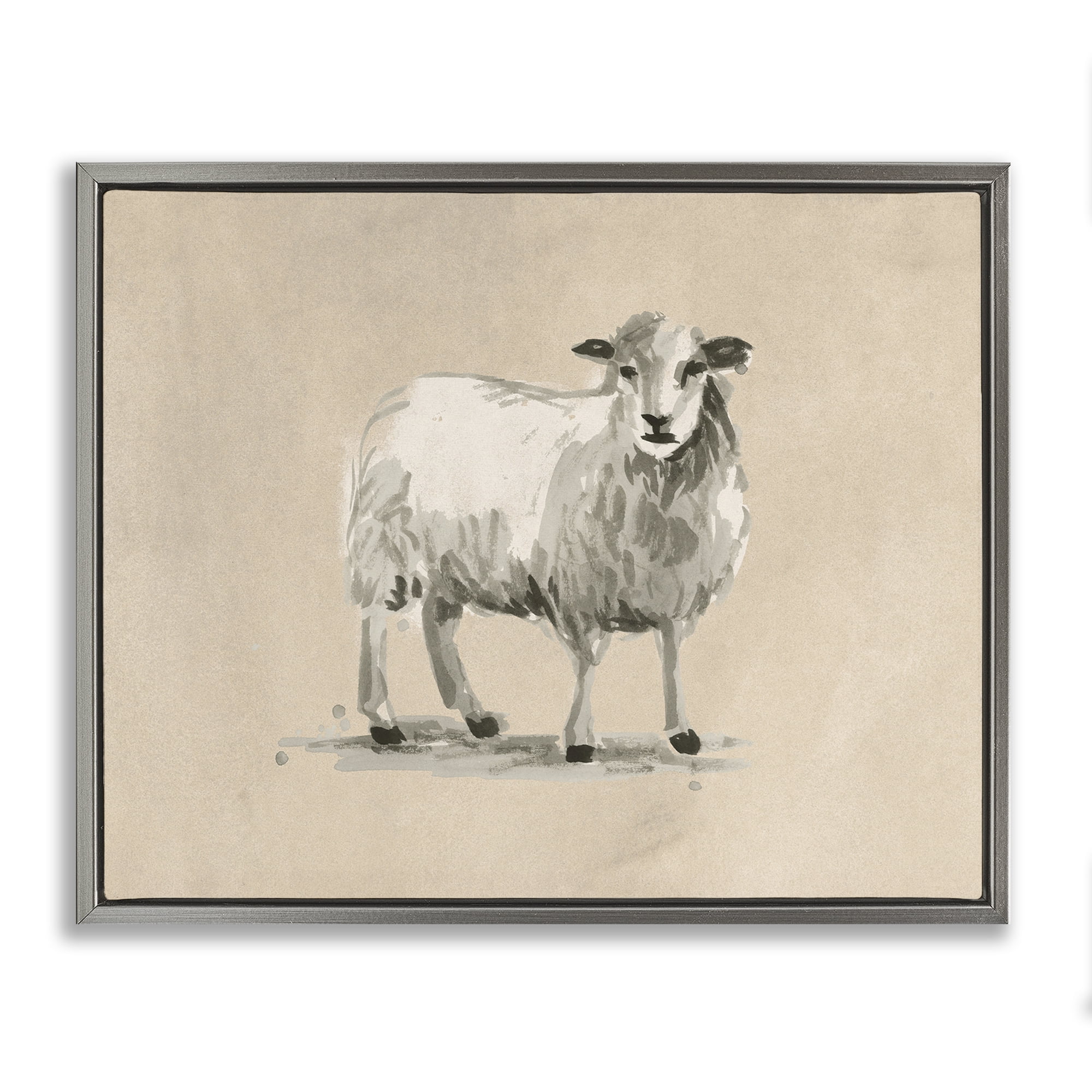 Stupell Industries Gazing Sheep on Beige Animals & Insects Painting ...