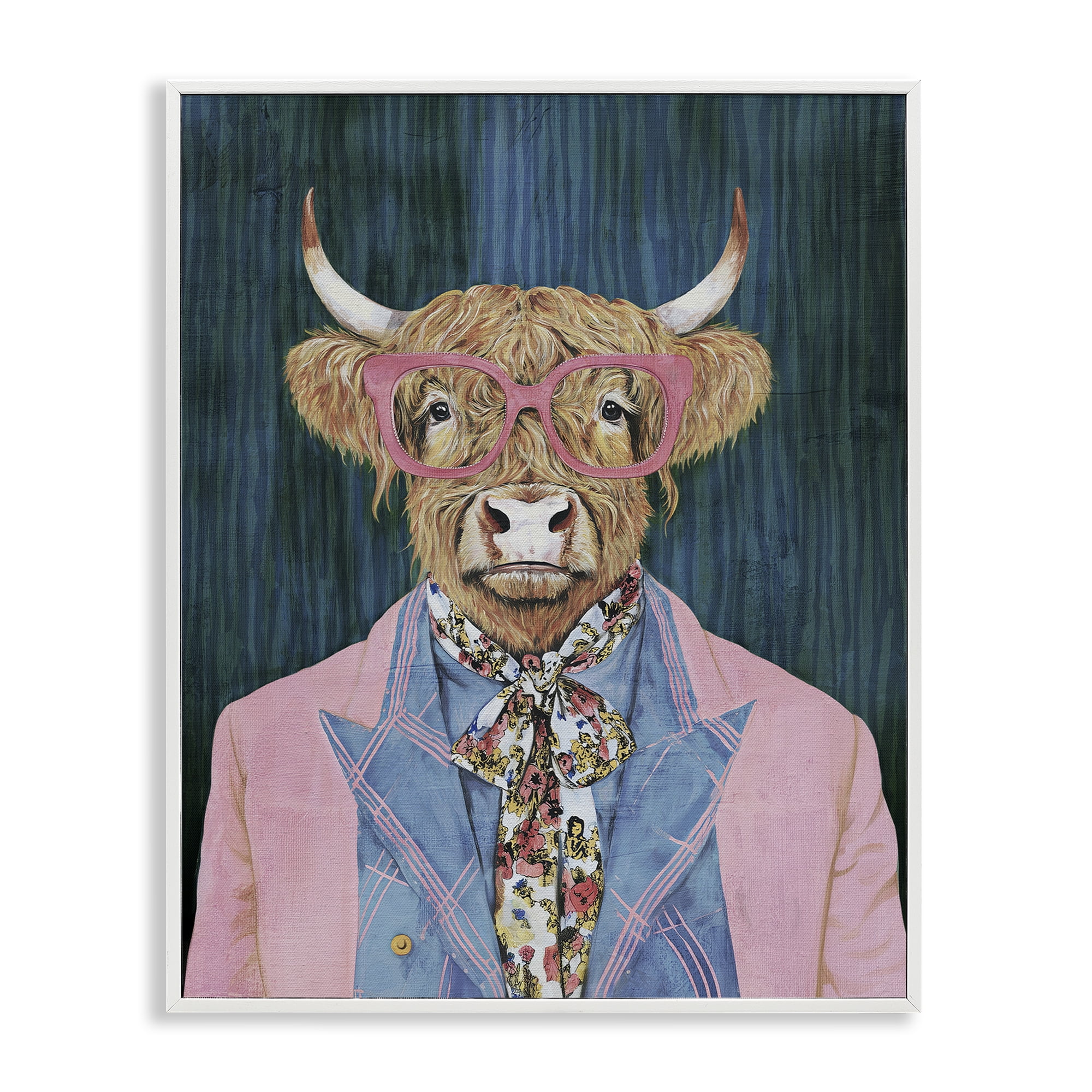 Stupell Industries Gentle Bull Portrait White Framed Giclee Art, design ...