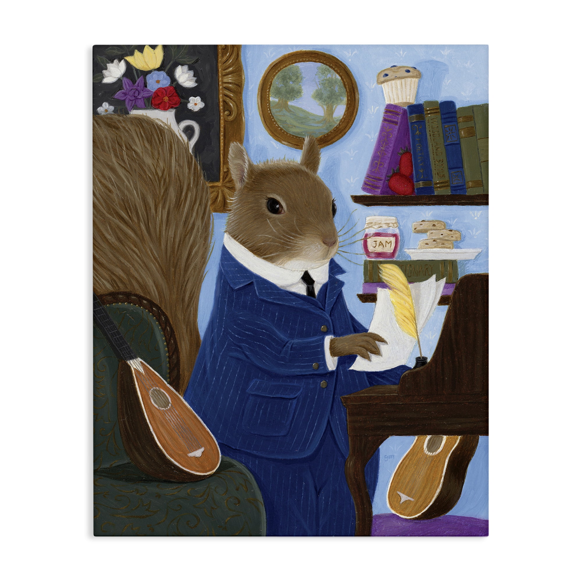 Stupell Industries Gentleman Squirrel Composing Canvas Wall Art, design ...