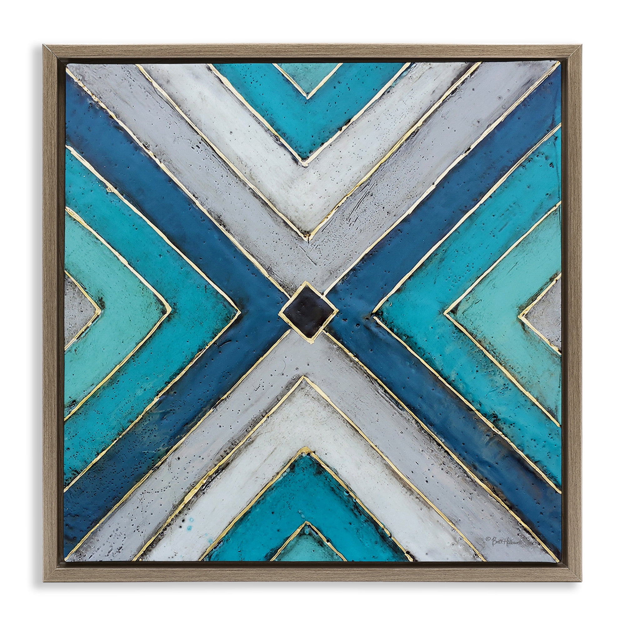 Stupell Industries Geometric Blue Symmetrical Design Abstract ...