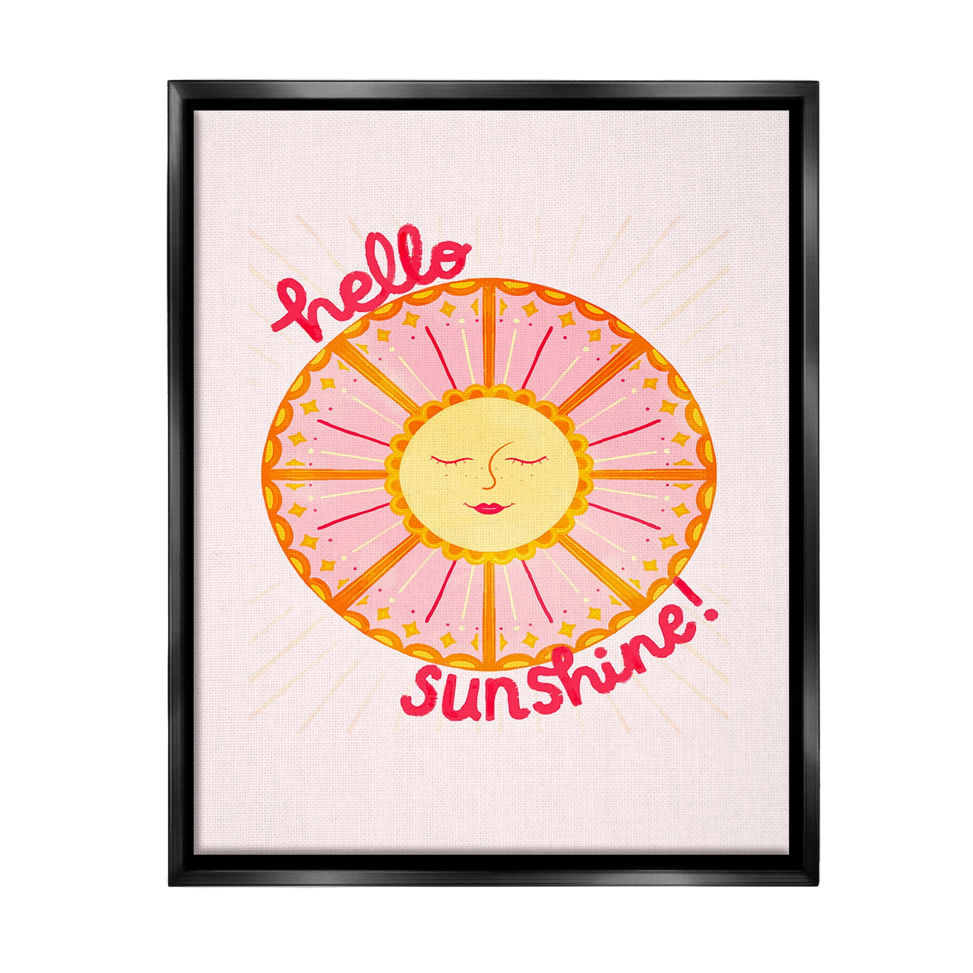 Stupell Industries Geometric Hello Sunshine Landscape Painting Black ...