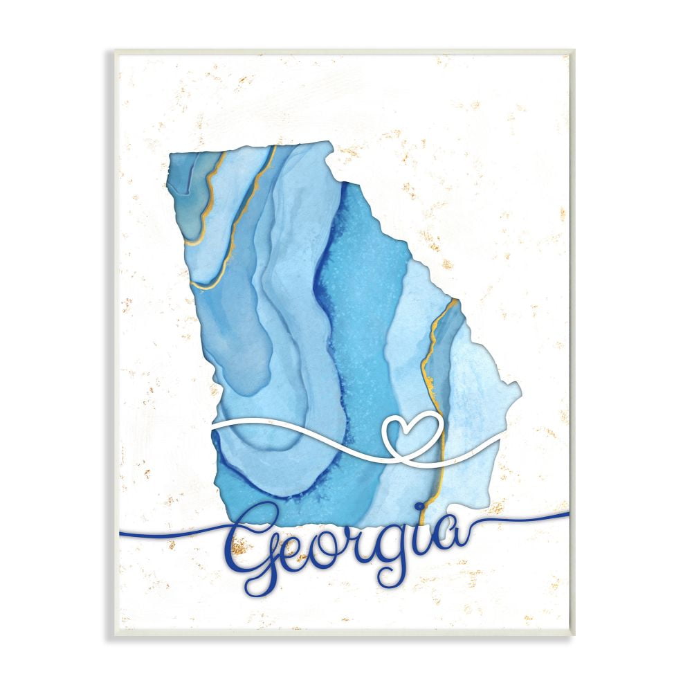 Stupell Industries Georgia Agate Blue US State Design Wall Plaque by ...