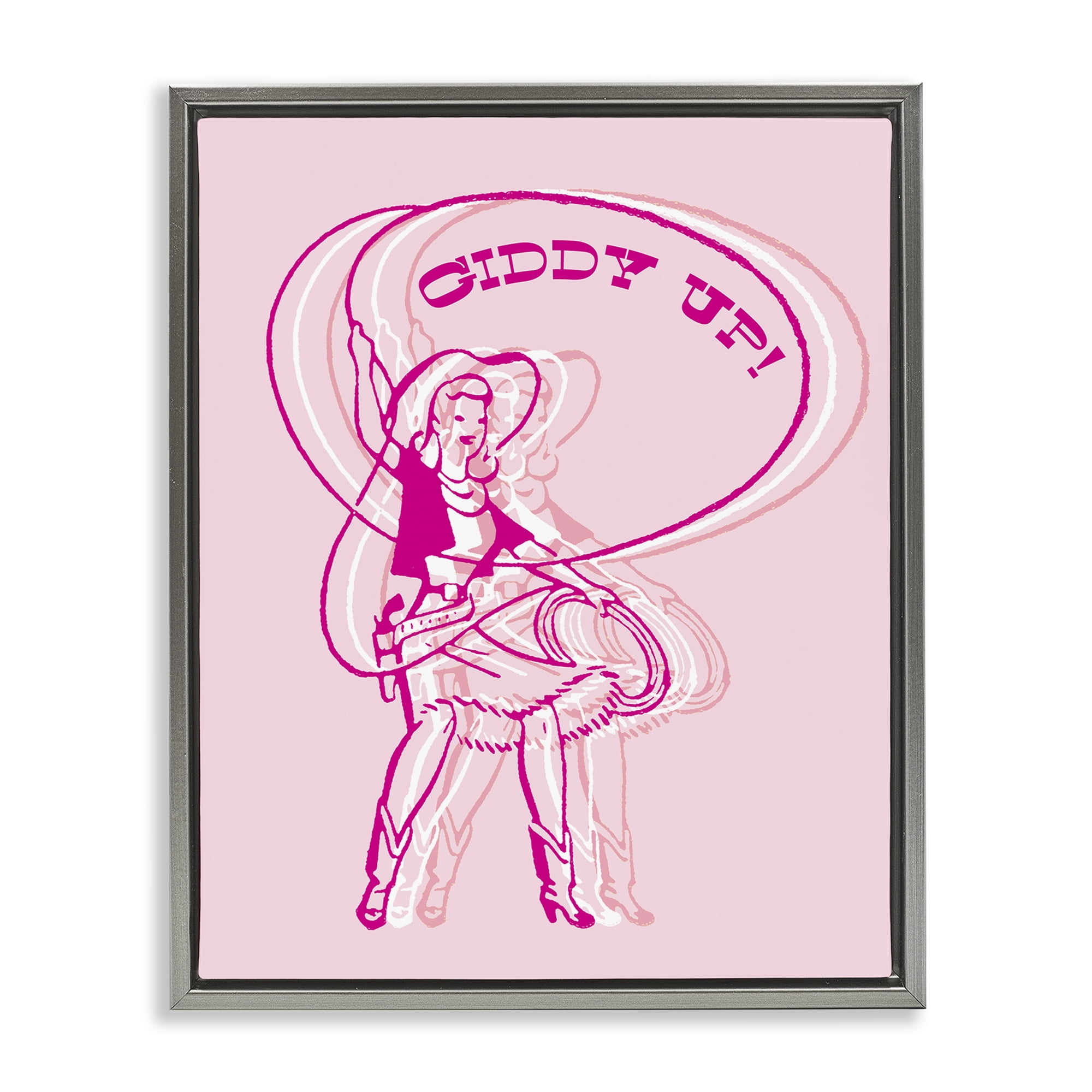 Stupell Industries Giddy Up Rodeo Girl People Painting Gray Floater ...