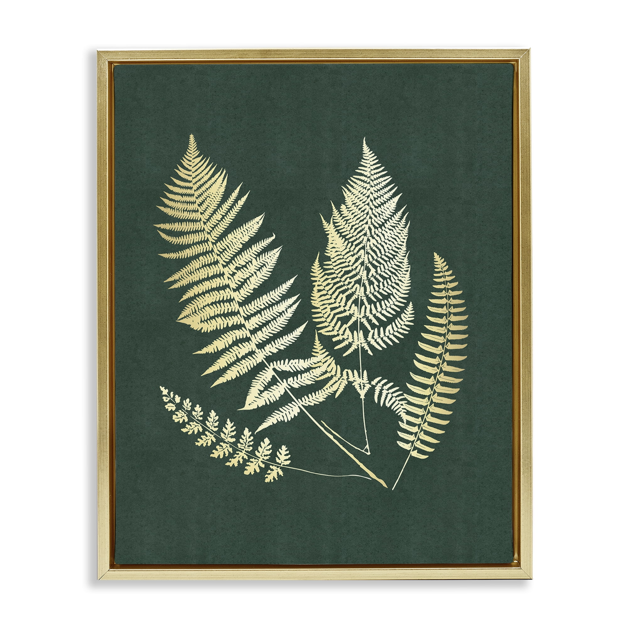 Stupell Industries Gilded Fern Sprigs Plants & Flowers Painting Gold ...