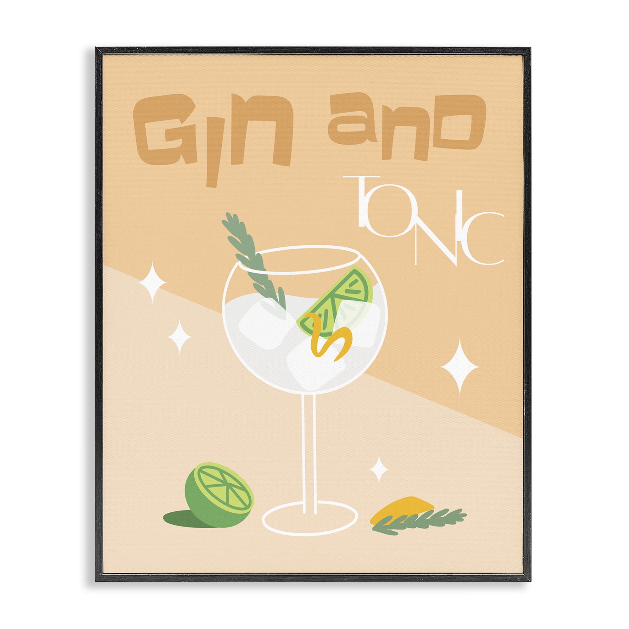 Stupell Industries Gin & Tonic Typography Food & Beverage Painting Black Framed Art Print Wall ...