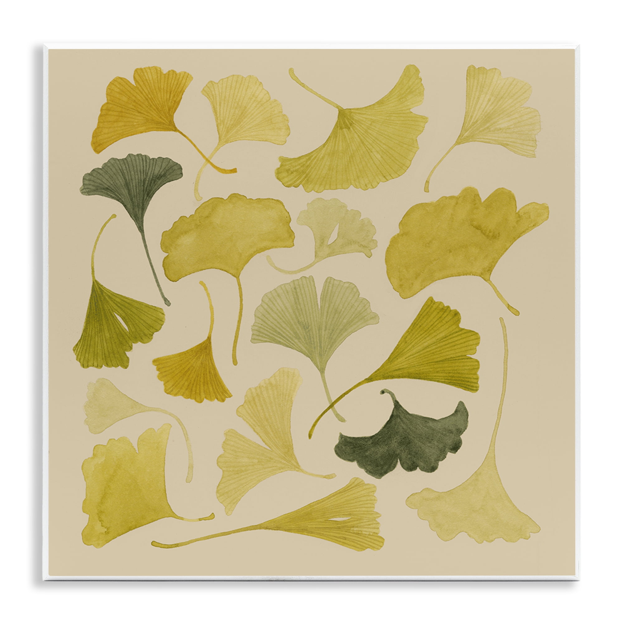 Stupell Industries Ginkgo Leaves Green Yellow Floral Painting Unframed ...