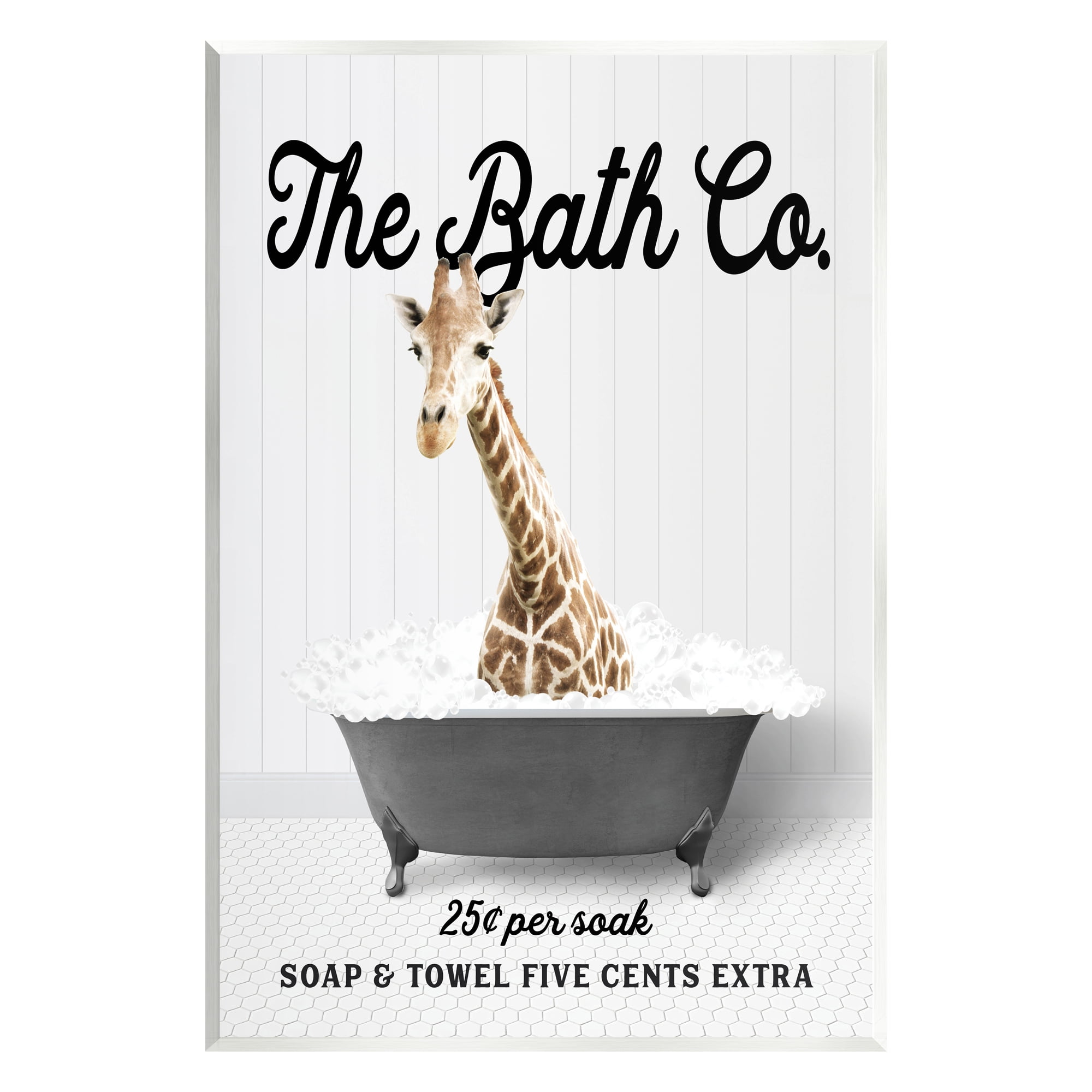 Stupell Industries Giraffe Vintage Bubble Bath Animals & Insects ...