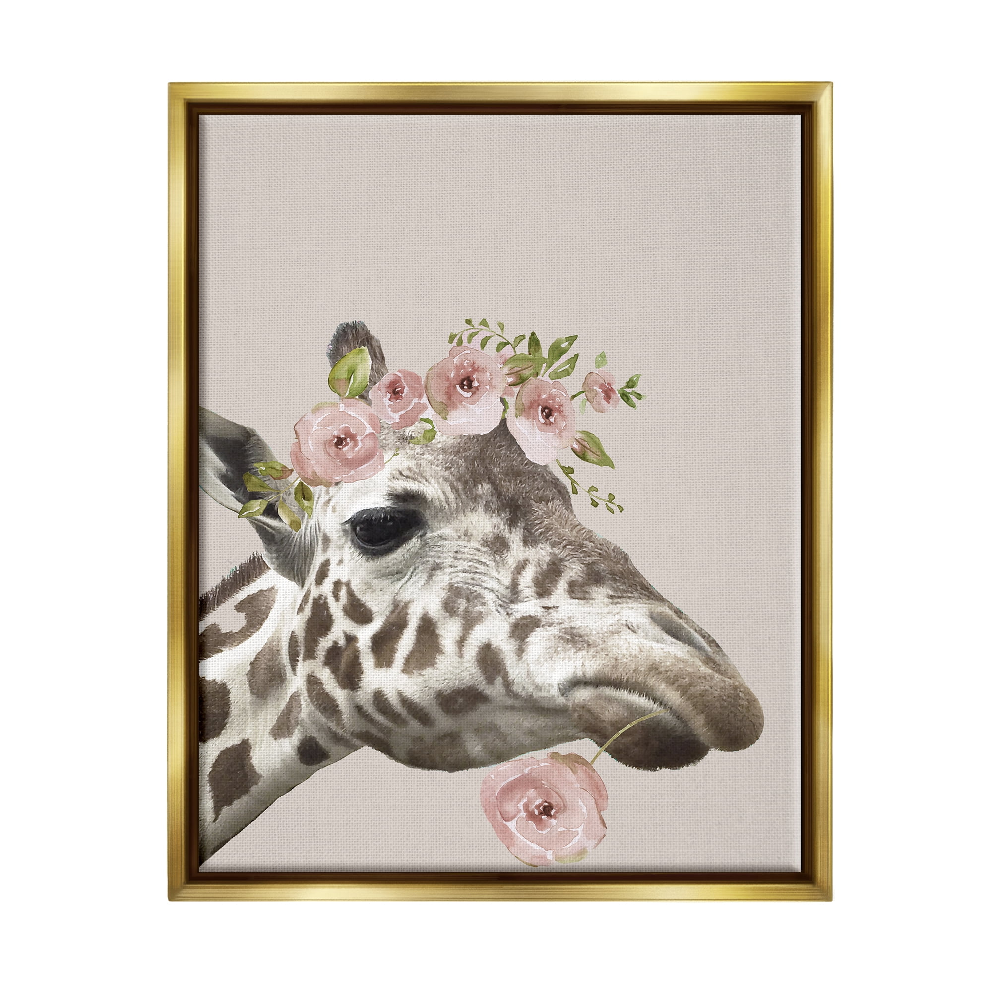 Stupell Industries Giraffe with Rose Crown Animals & Insects Painting ...