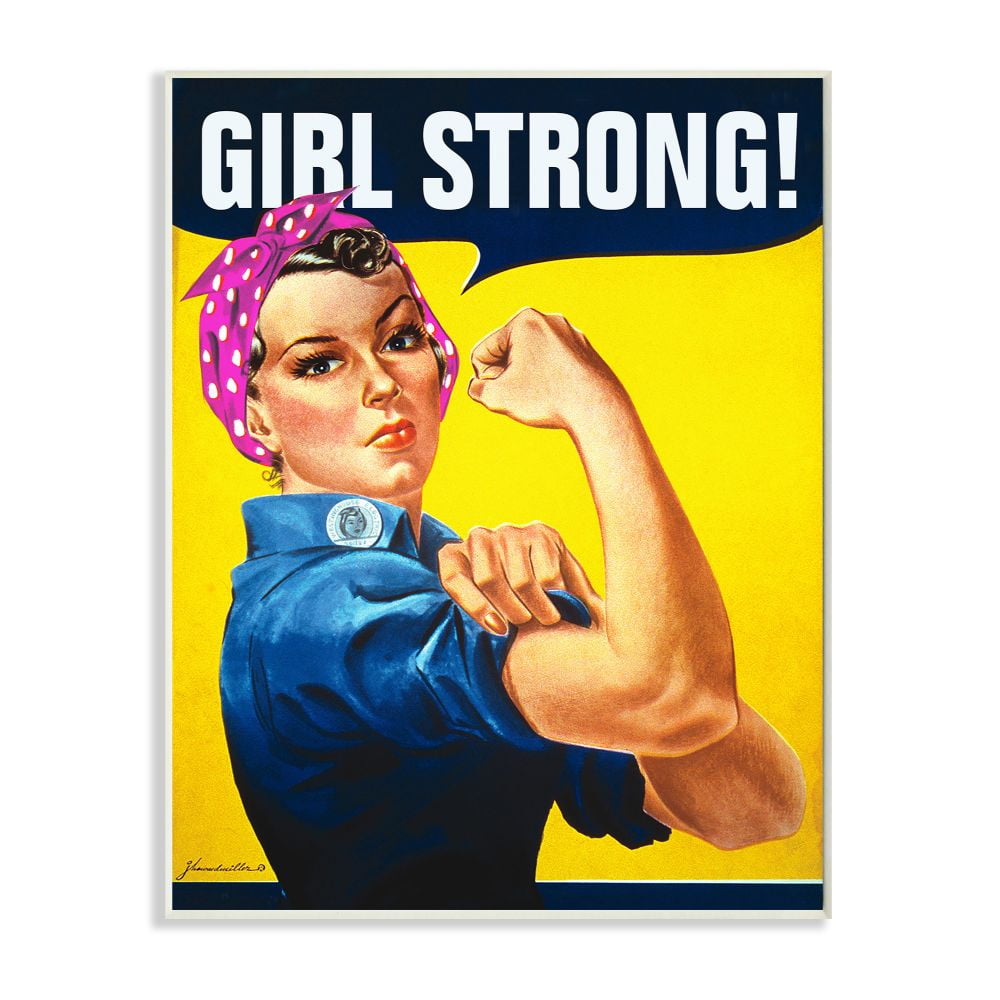 Stupell Industries Girl Strong Vintage Woman Poster Design Wall Plaque ...