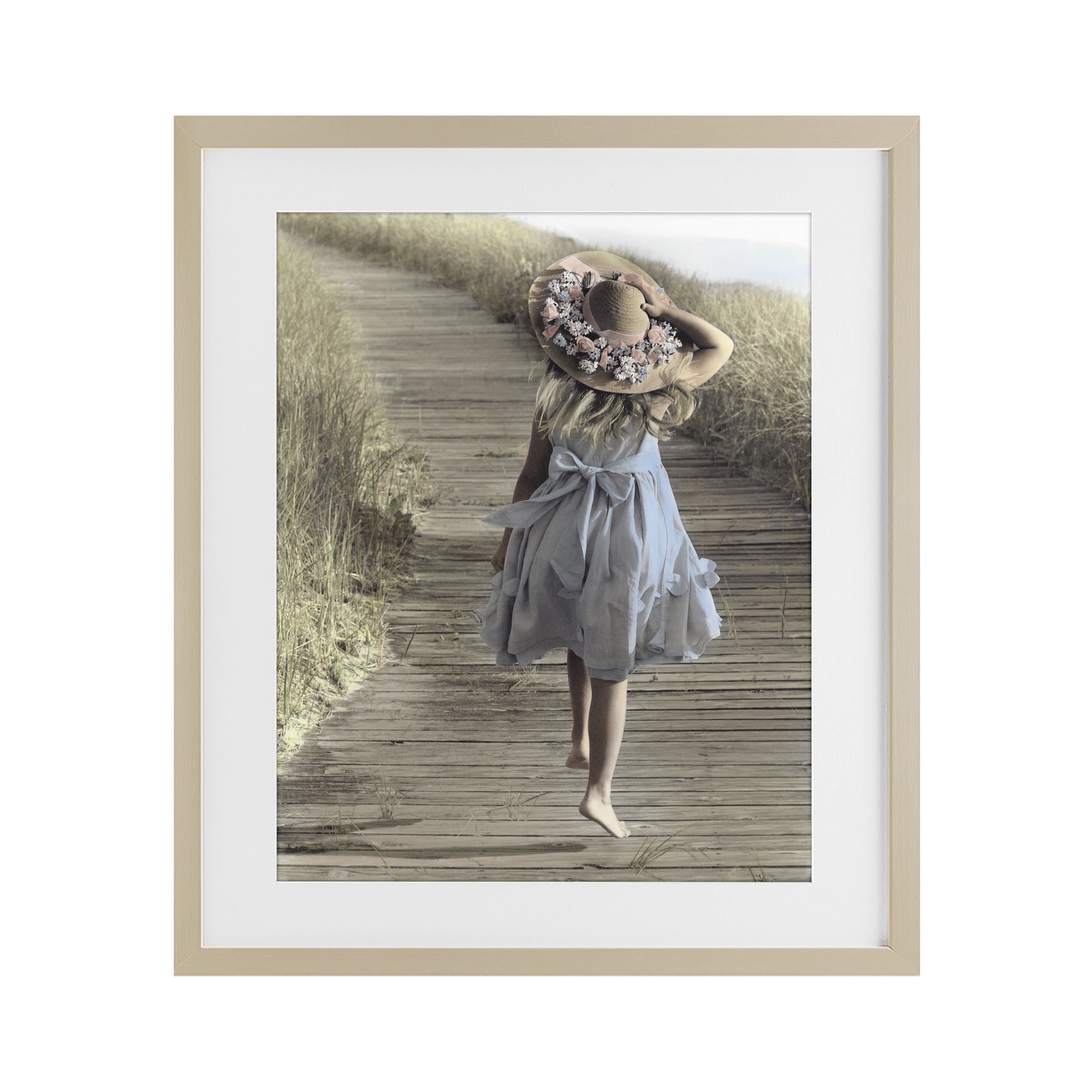 Stupell Industries Girl With Sun Hat Walking Birch Framed Print Under ...