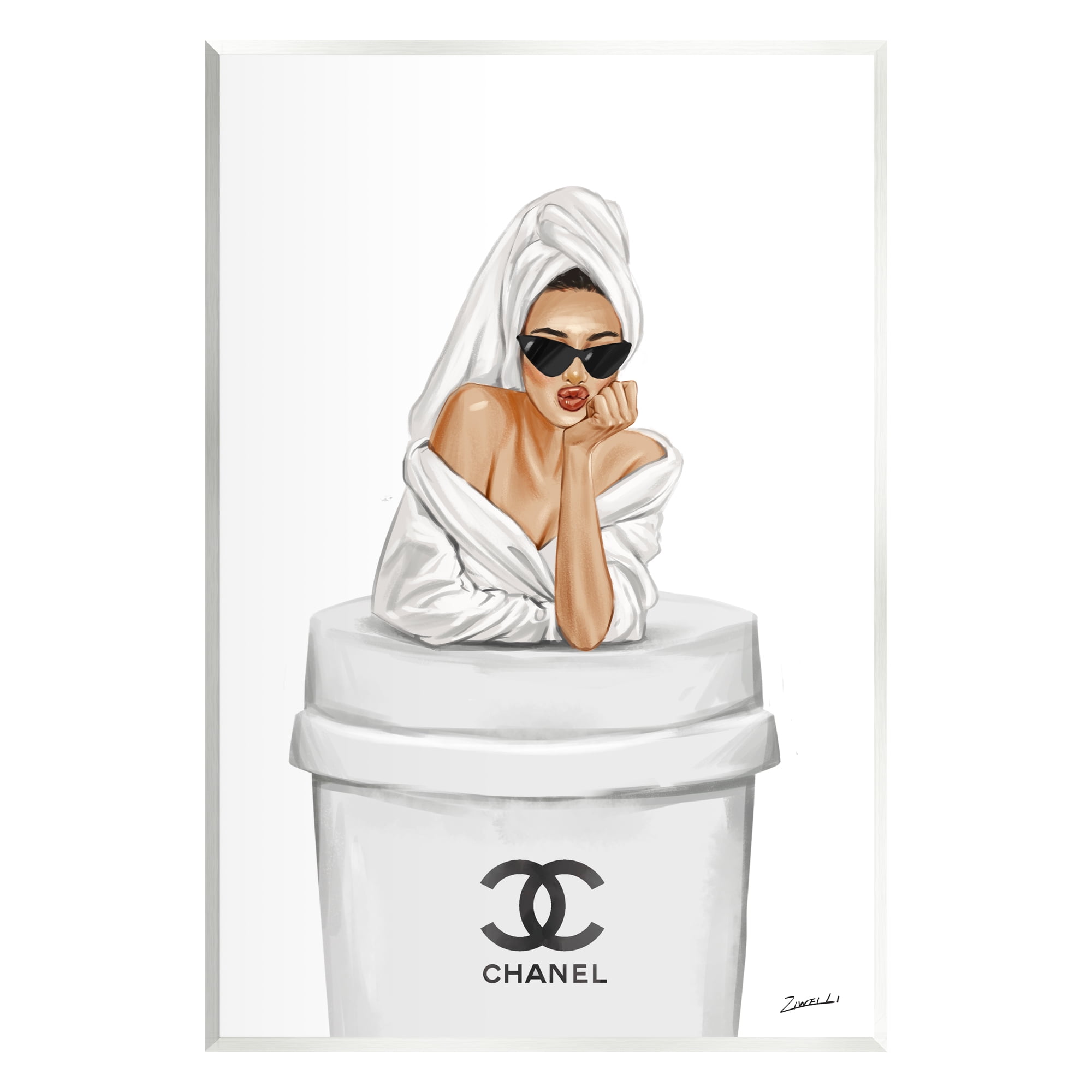 Stupell Industries Girl in Robe Morning Coffee Unframed Art Print Wall ...