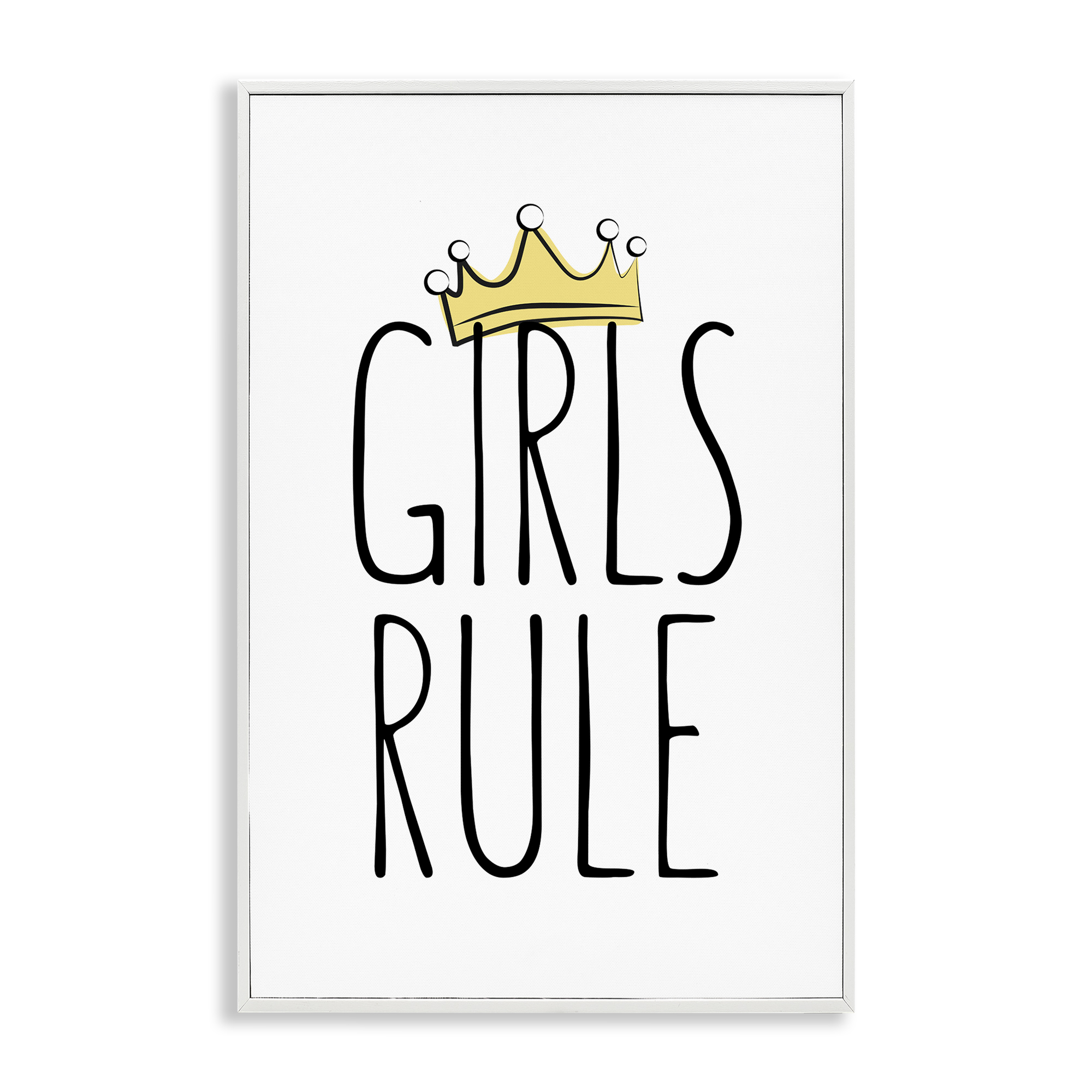 Stupell Industries Girls Rule with Crown Text & Numbers Painting White ...
