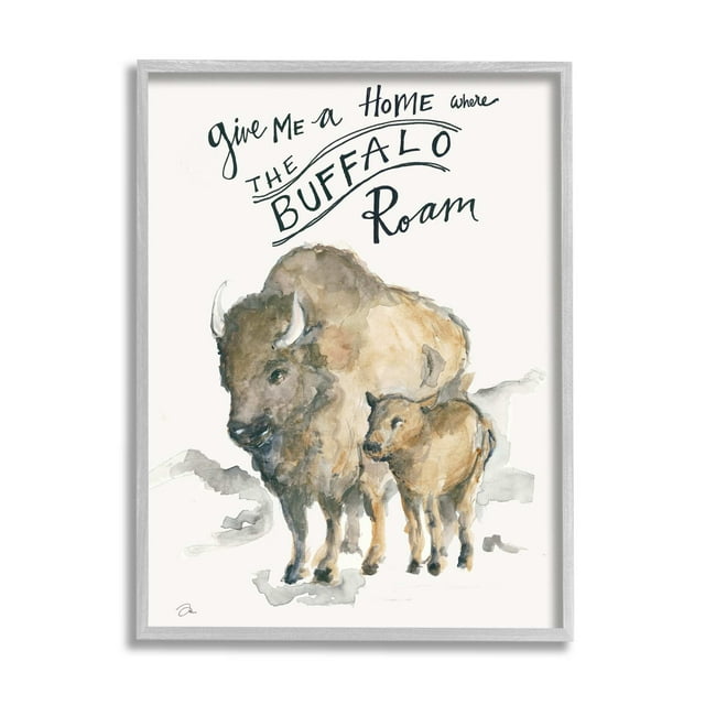 Stupell Industries Give Me A Home Phrase Buffalo Wild West Animal,16 x ...