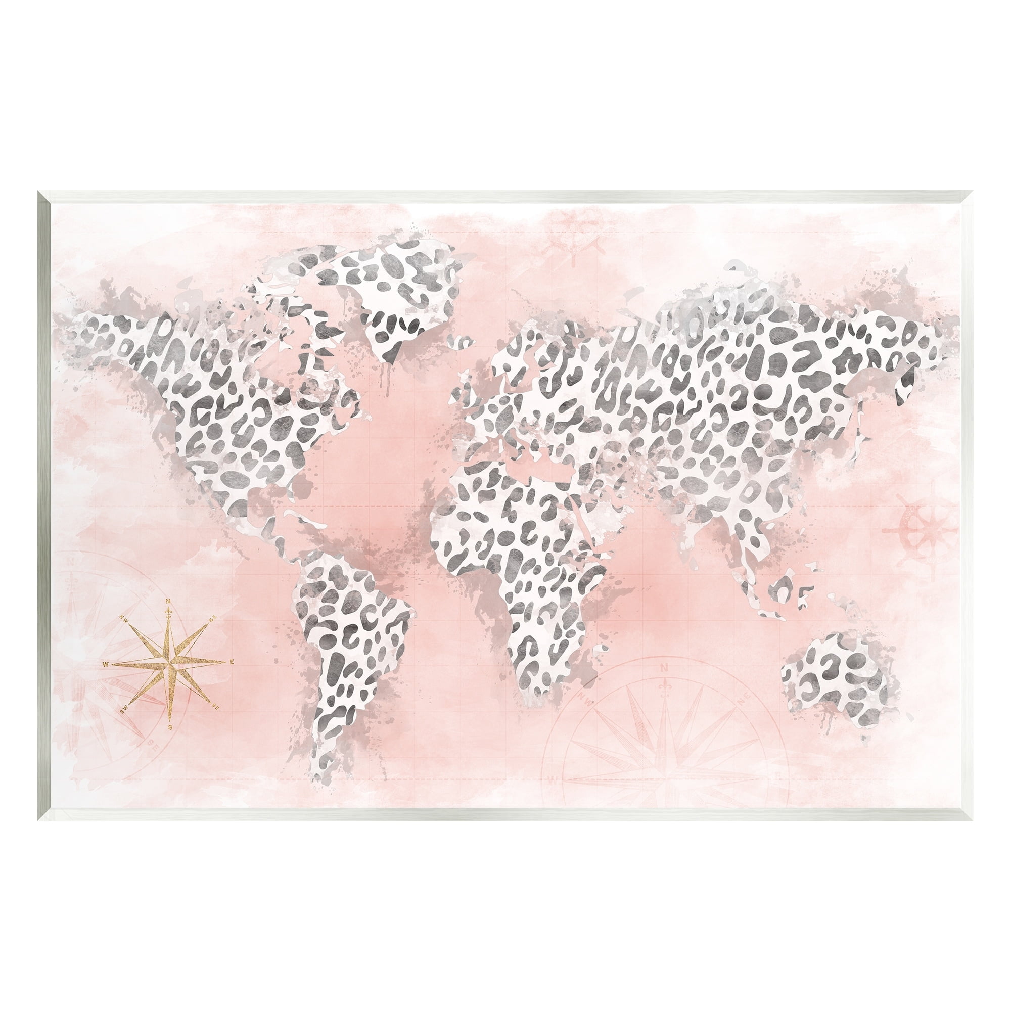 Stupell Industries Glam Cheetah Map Art Print, MDF Lithograph by ...