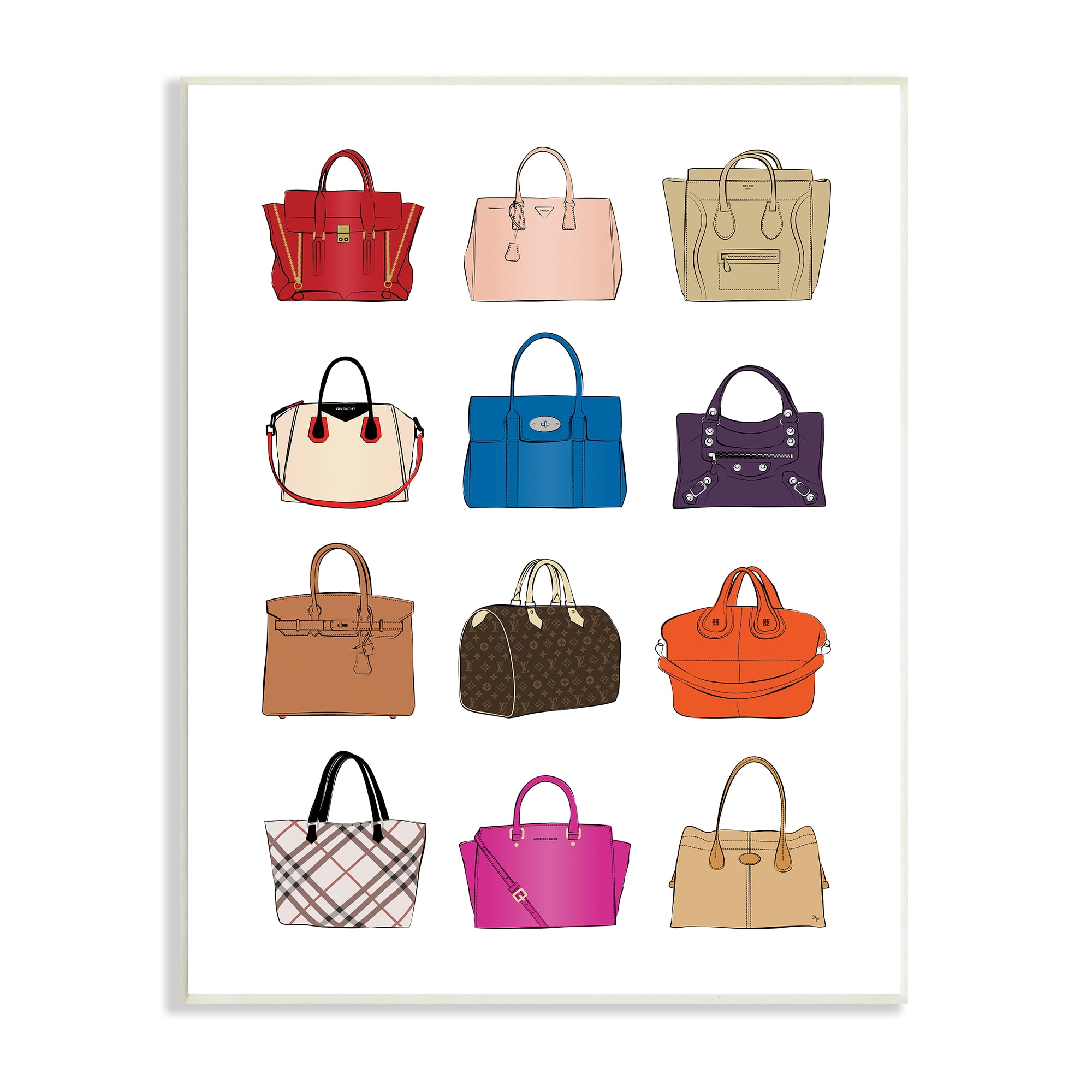 Stupell Industries Glam Designer Bags Purse Chart - 10x15 Wall Plaque ...