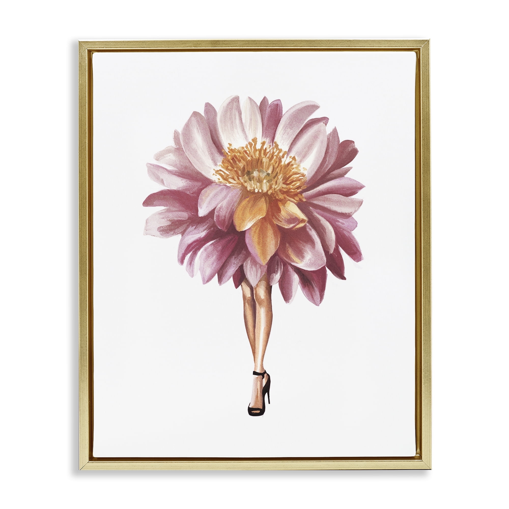 Stupell Industries Glam Floral Walkway Gold Framed Floater Canvas Wall ...