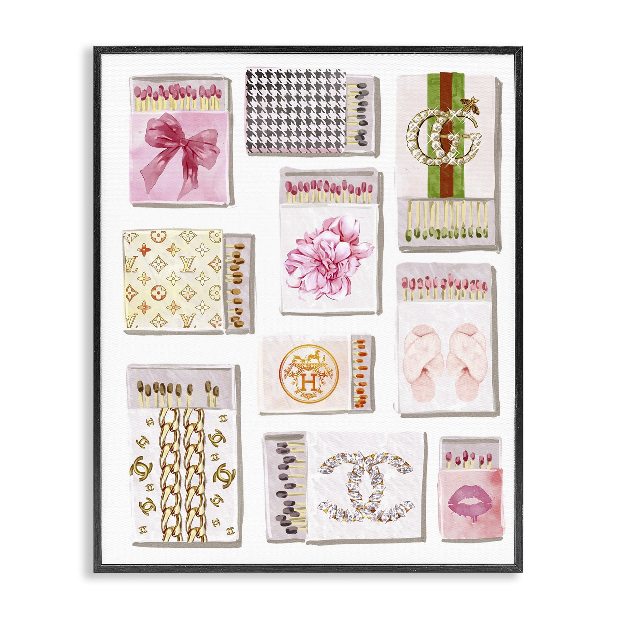 Stupell Industries Glam Girl Matchboxes Black Framed Giclee Art design ...