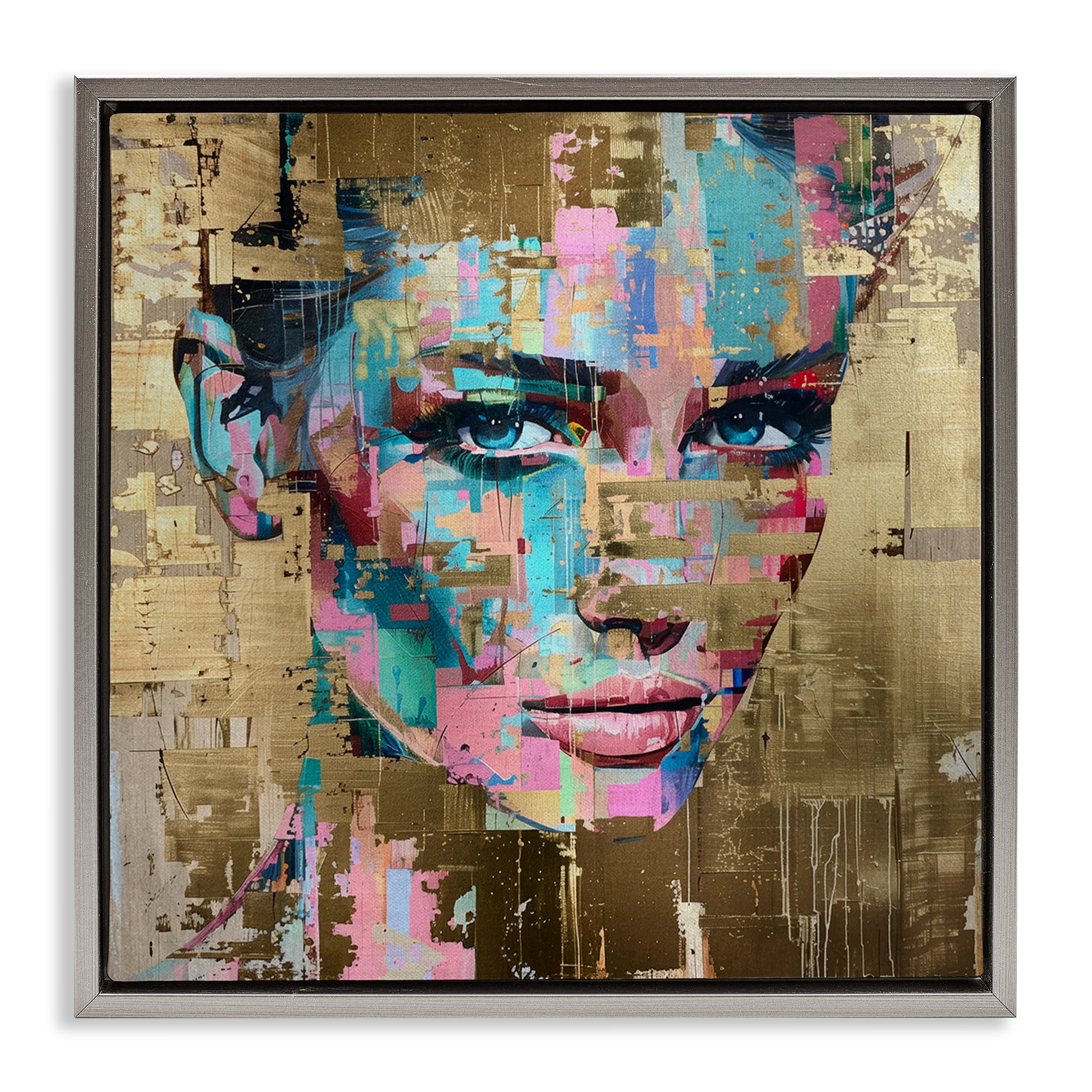 Stupell Industries Glam & Gold Hues Portrait Abstract Painting Gray ...