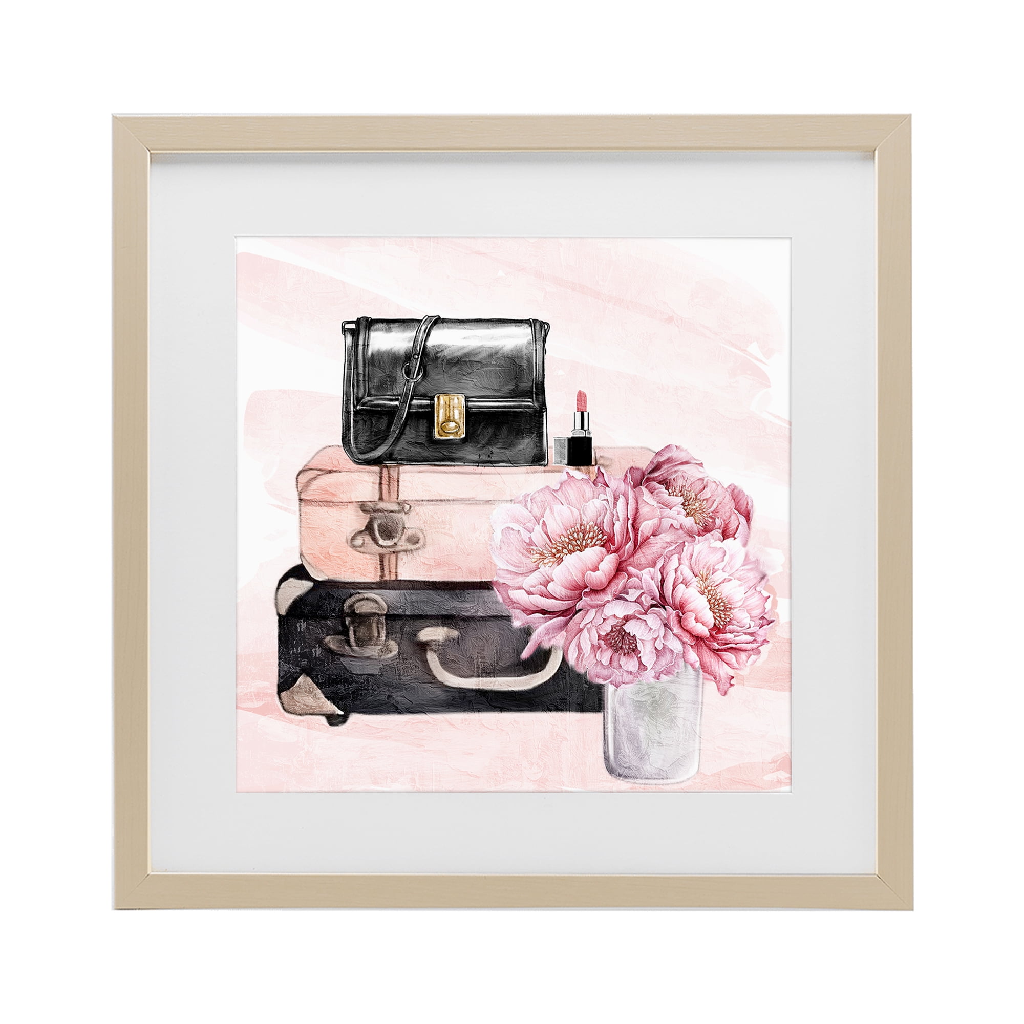 Stupell Industries Glam Time Stacked Bags Birch Framed Print Under ...