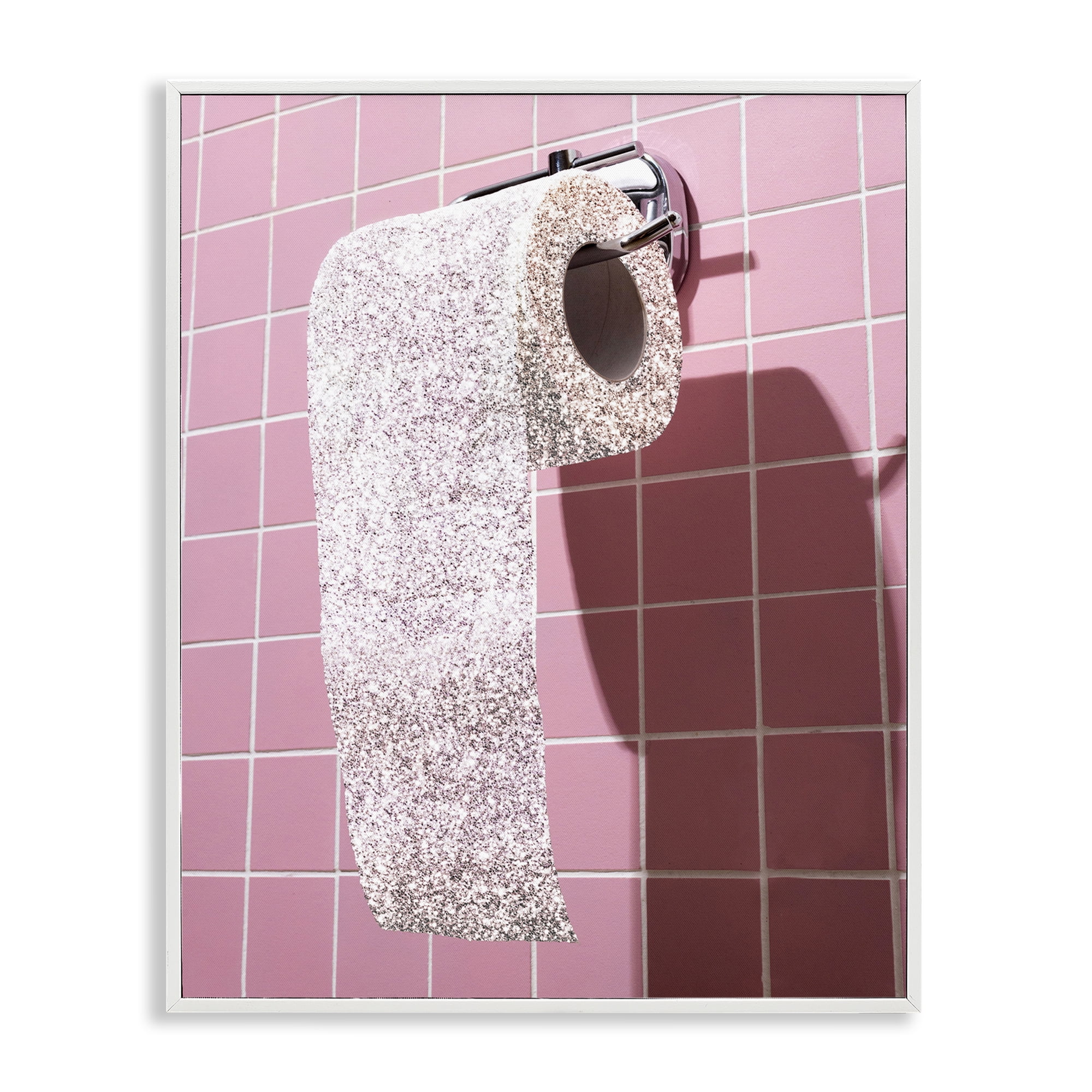 Stupell Industries Glitter Pink Toilet Paper White Framed Giclee Art ...