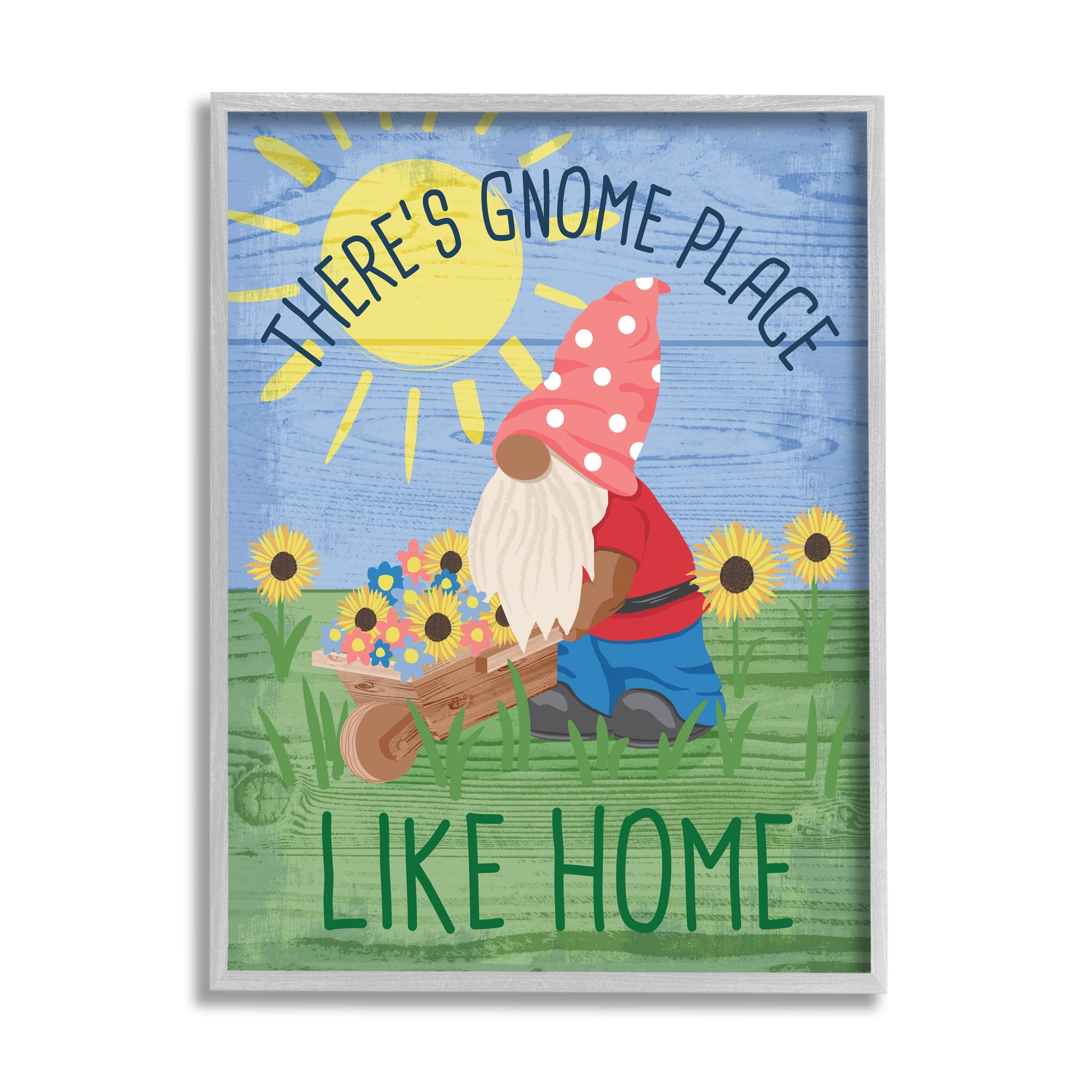 Stupell Industries Gnome Place Like Home Pun Playful Garden Creature ...