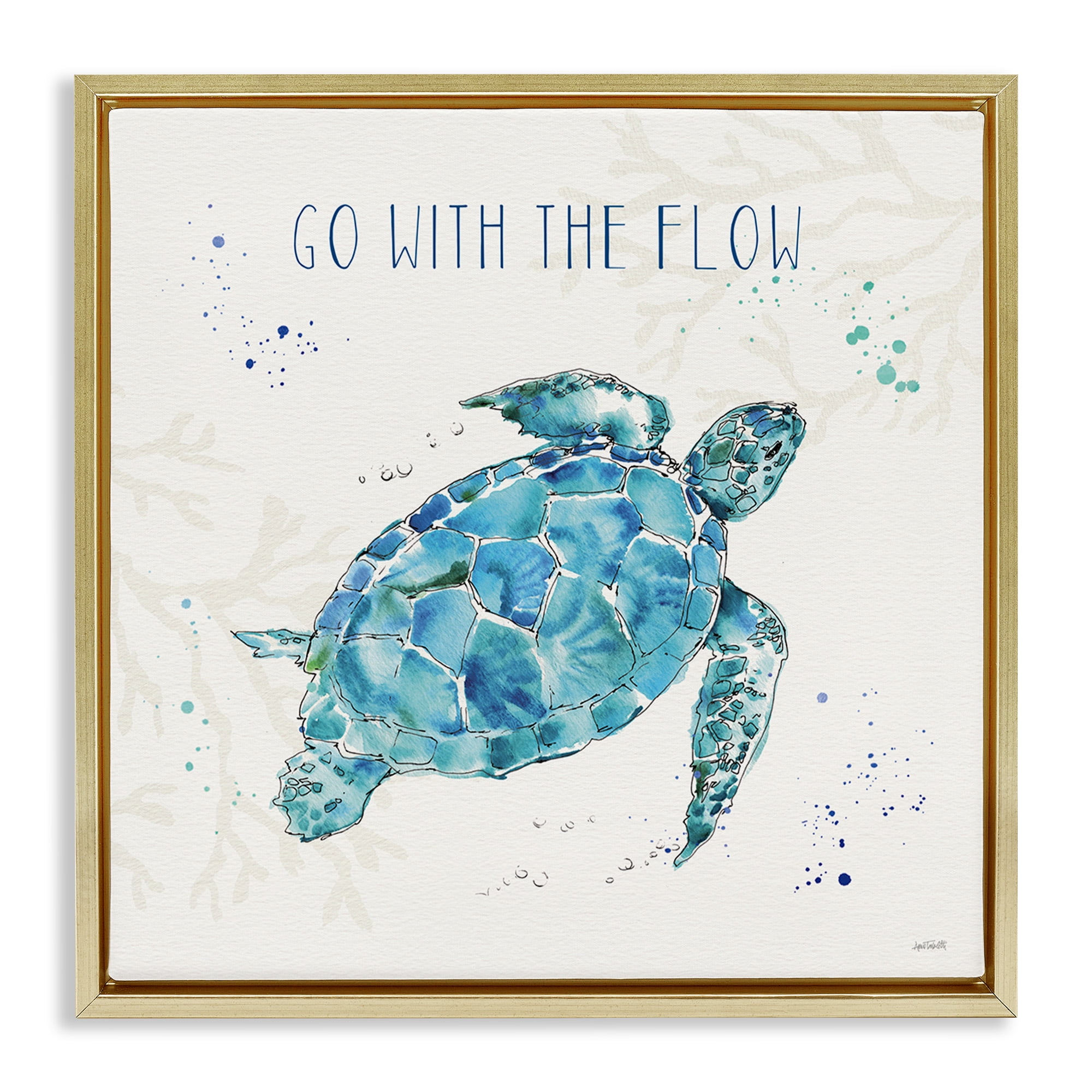 Stupell Industries Go with the Flow Turtle Tortoise Nature Painting ...