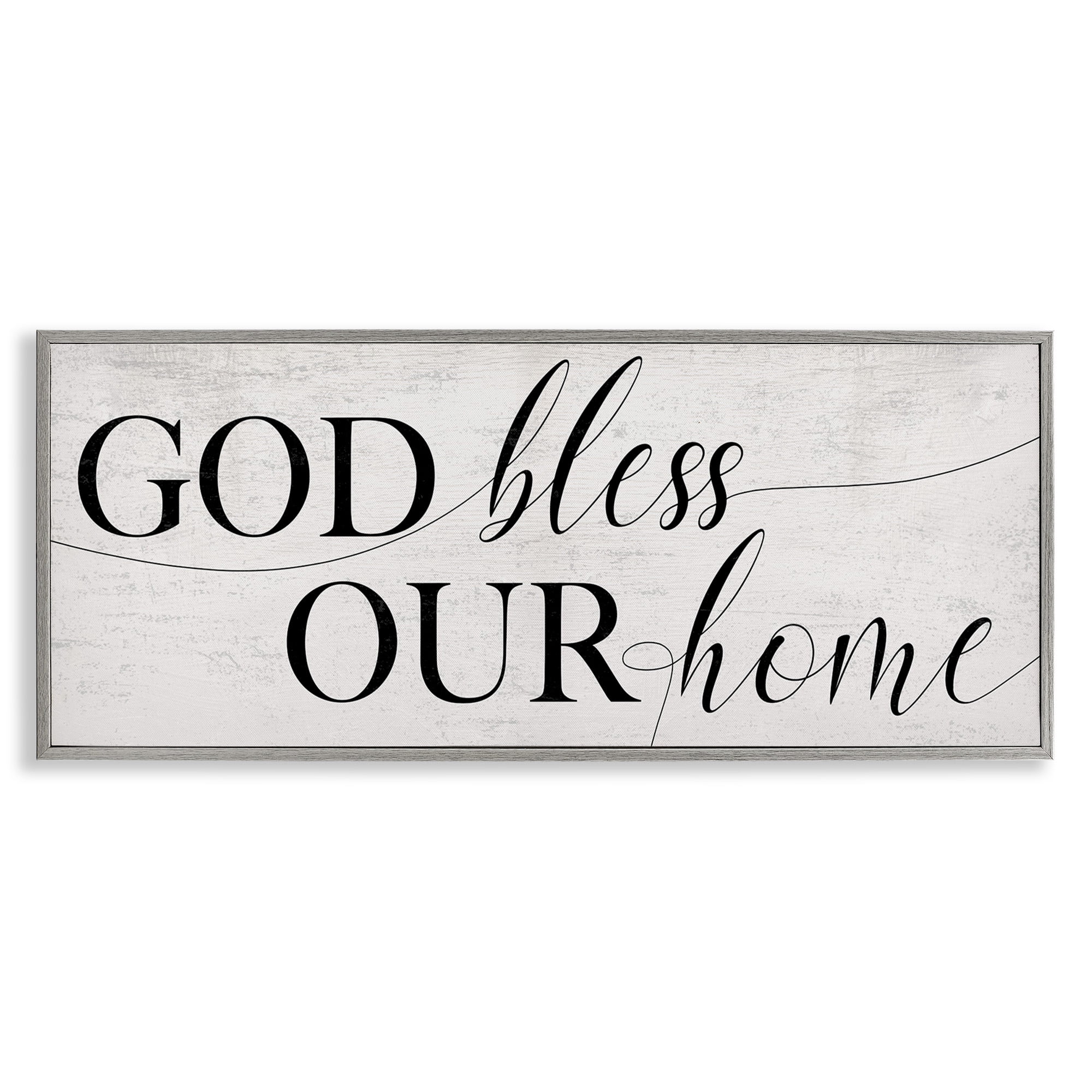 Stupell Industries God Bless Our Home Phrase Typography Painting Gray ...