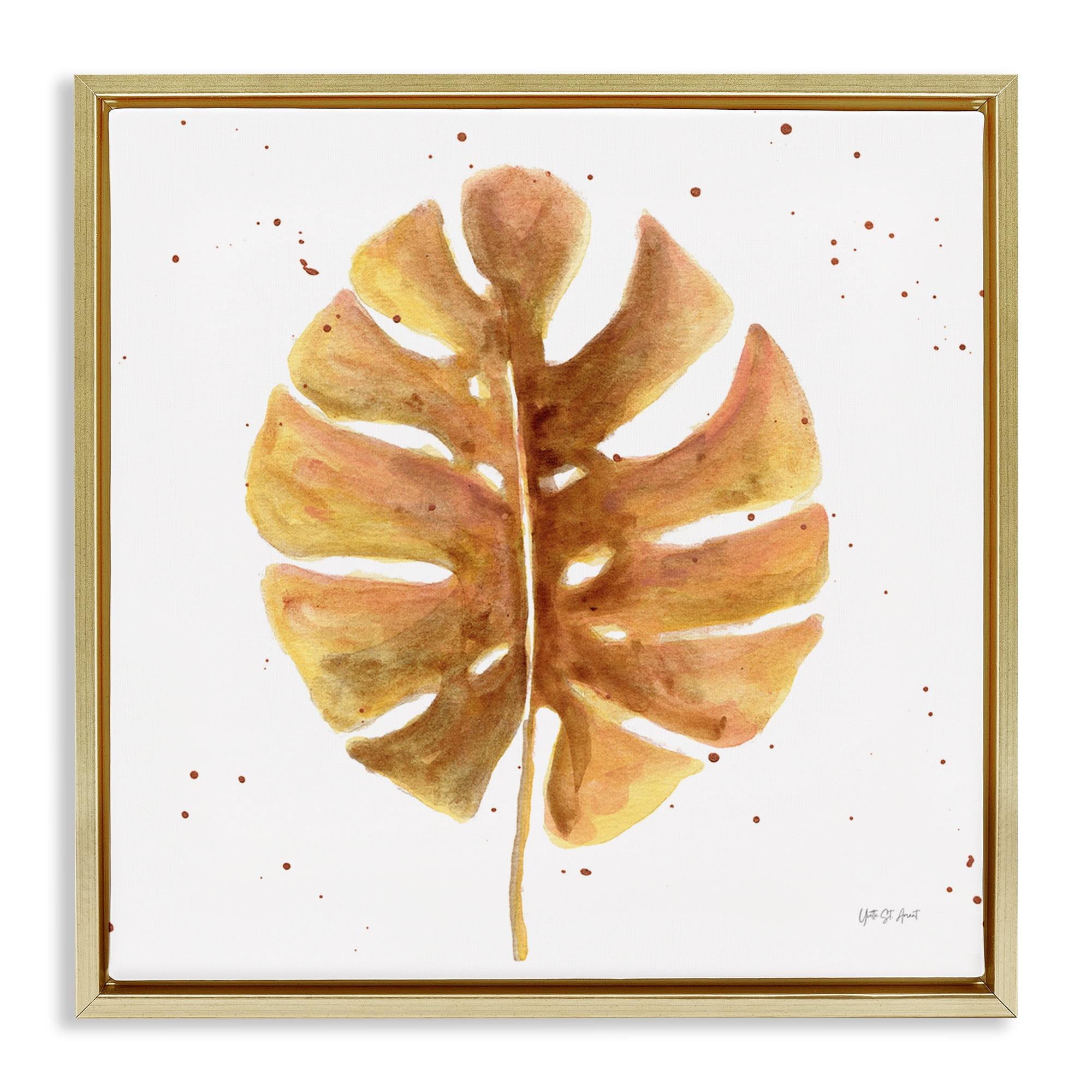 Stupell Industries Golden Palm Leaf Botanical & Floral Painting Gold ...