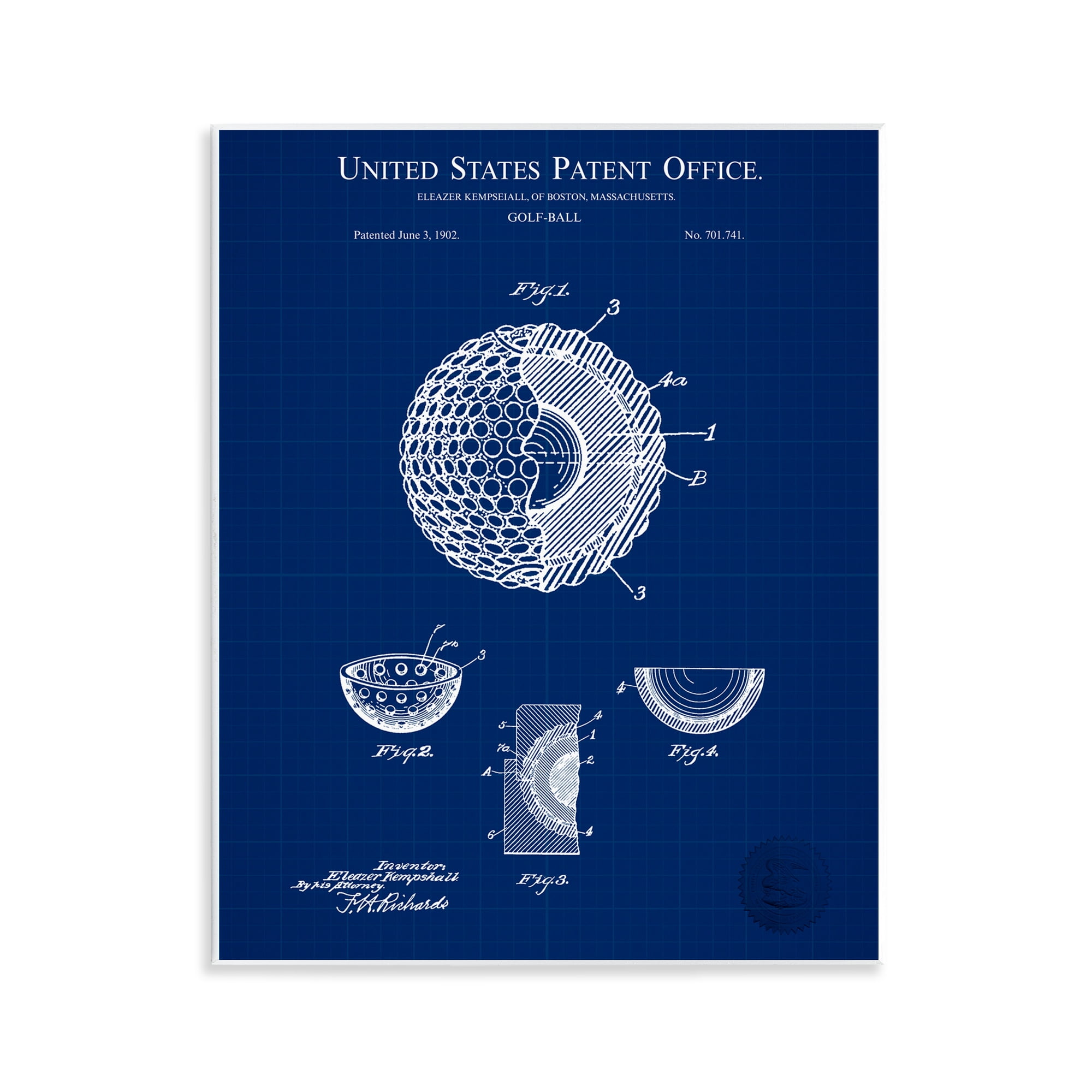 Stupell Industries Golf Ball Blueprint Sports Painting Unframed Art ...