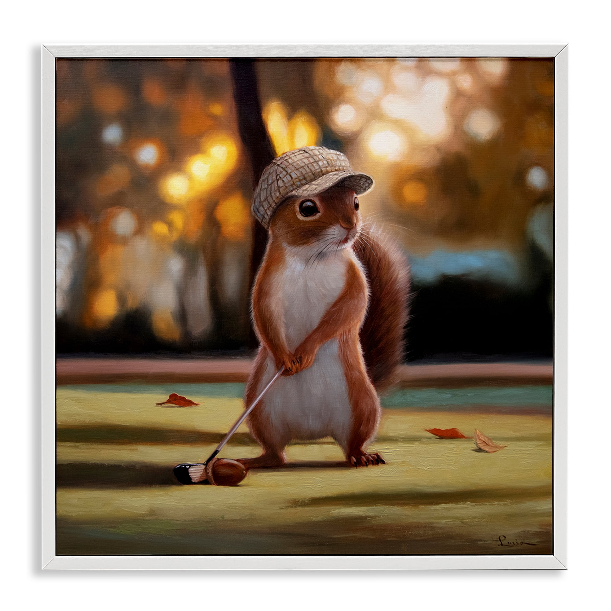 Stupell Industries Golf Nut Squirrel White Framed Giclee Art, design by ...