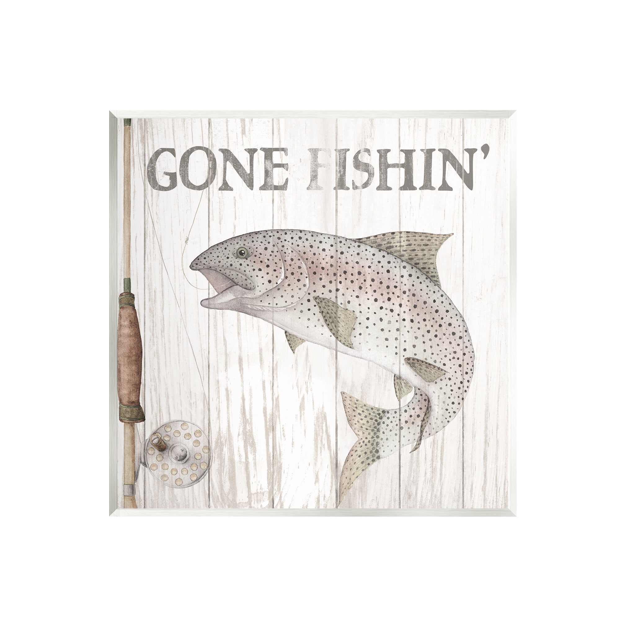 Stupell Industries Gone Fishin Angler Painting - 12 x 12 - Walmart.com