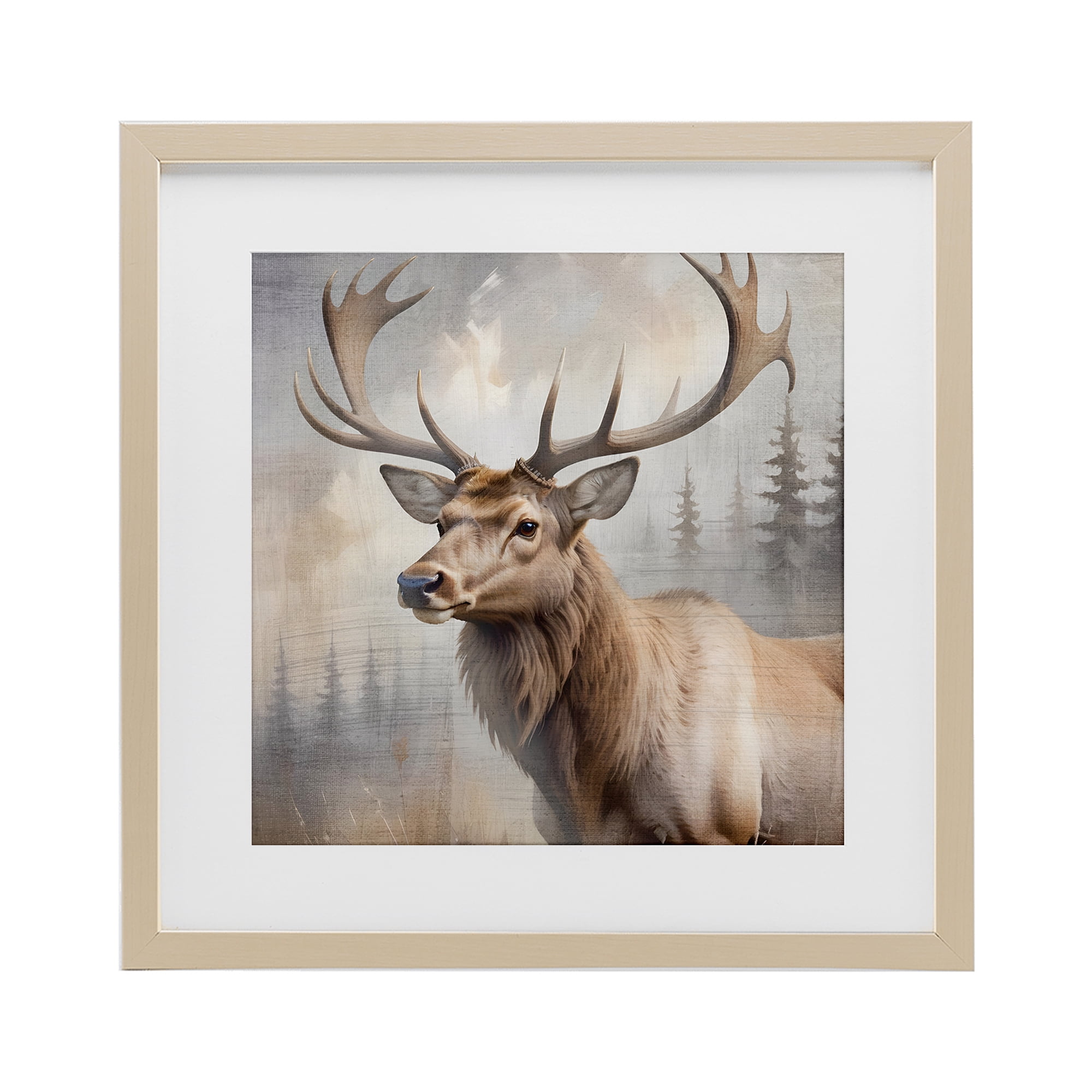 Stupell Industries Graceful Forest Stag Birch Framed Print Under Glass ...