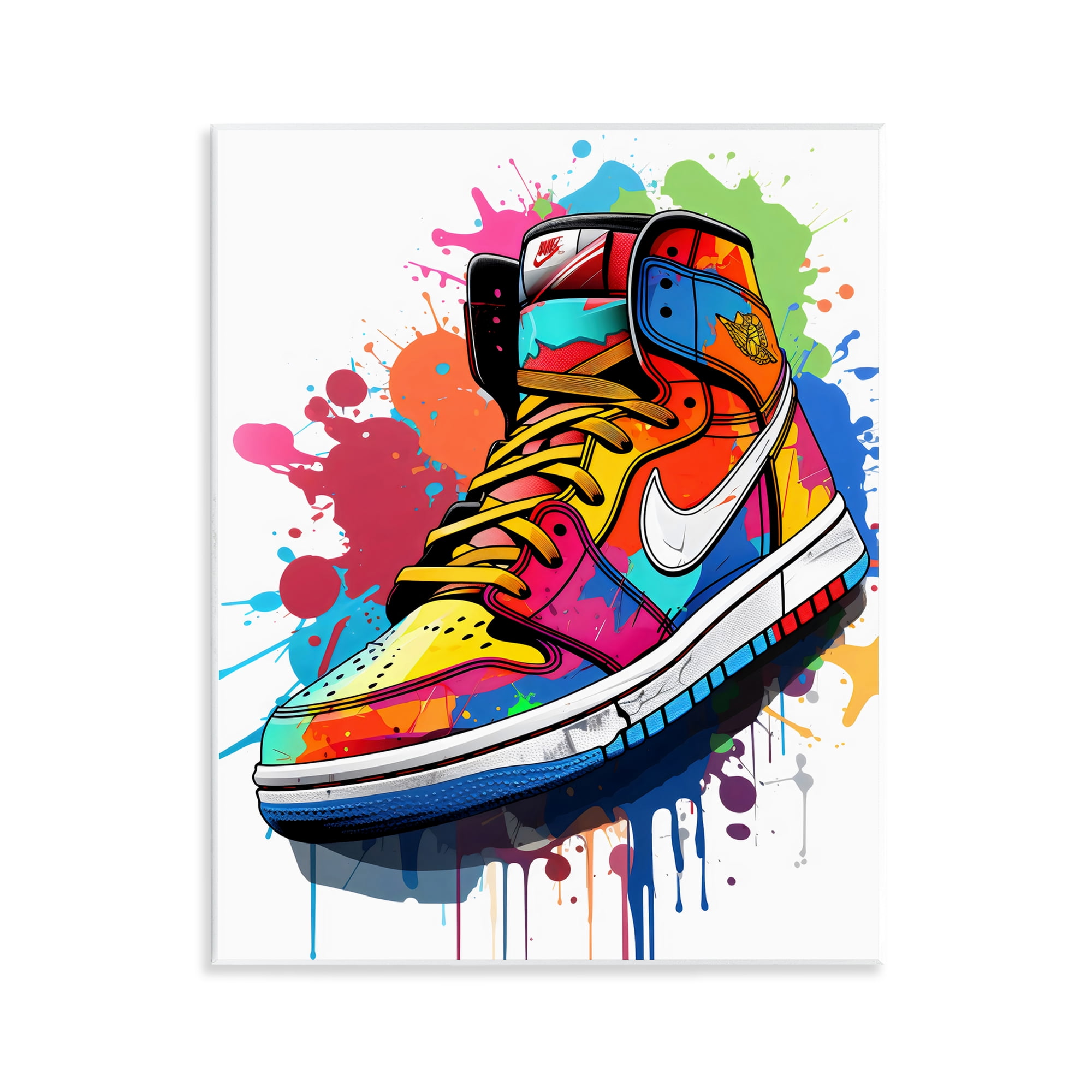 Stupell Industries Graffiti Sneaker on White Wall Plaque Art, design by ...