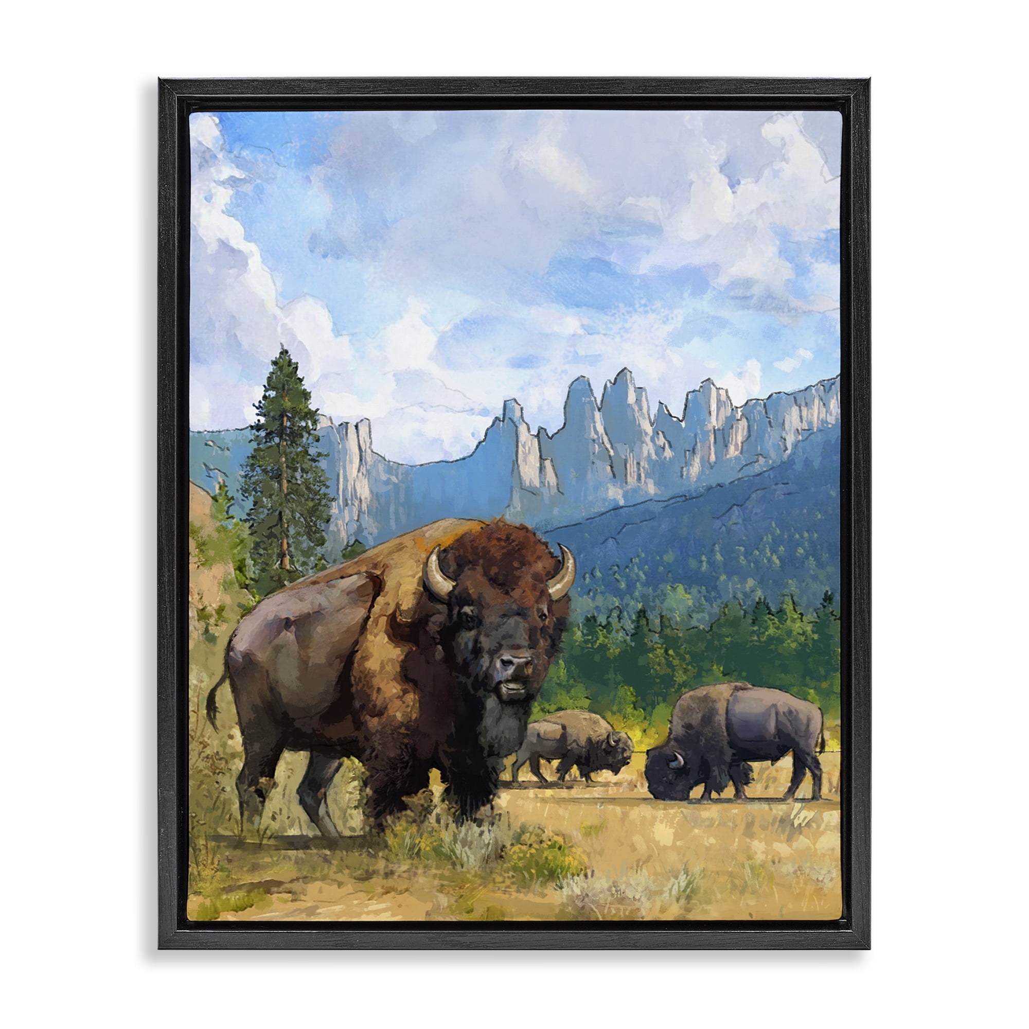 Stupell Industries Grazing Bison Desert Abstraction Animals Painting ...