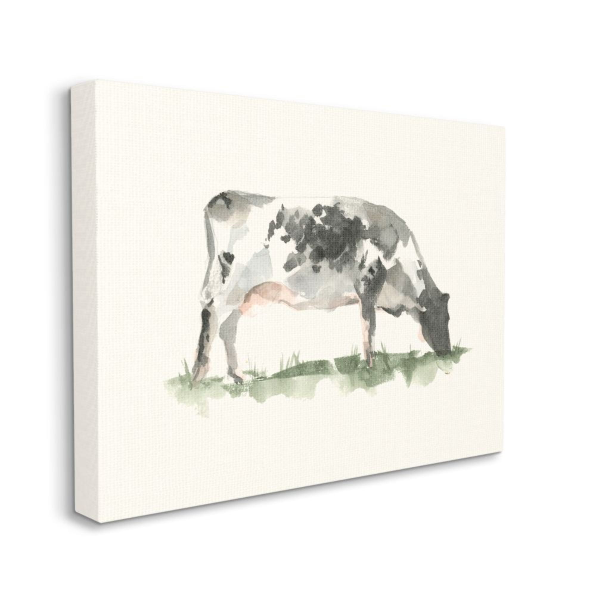 Stupell Industries Grazing Farm Cattle Neutral Cow Field Watercolor ...