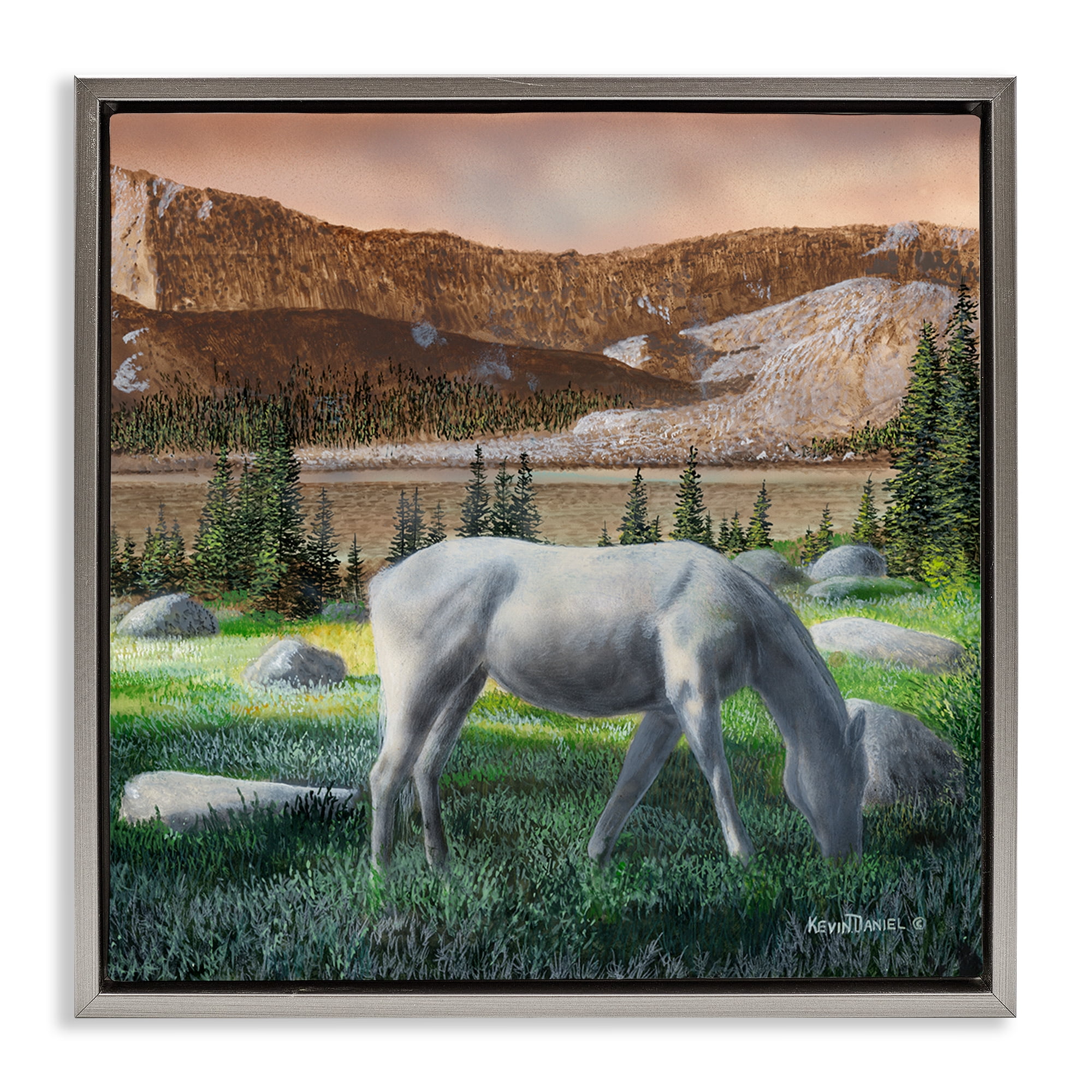 Stupell Industries Grazing Horses in Countryside Landscape & Nature ...