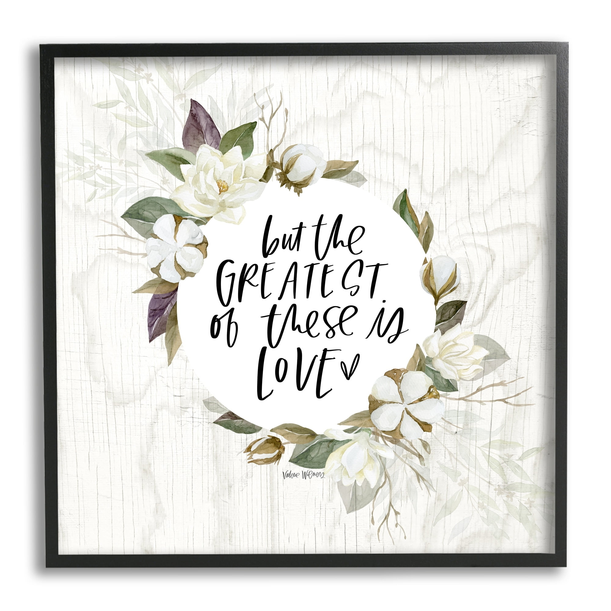 Stupell Industries Greatest Love Typography Quote Classic White Floral ...