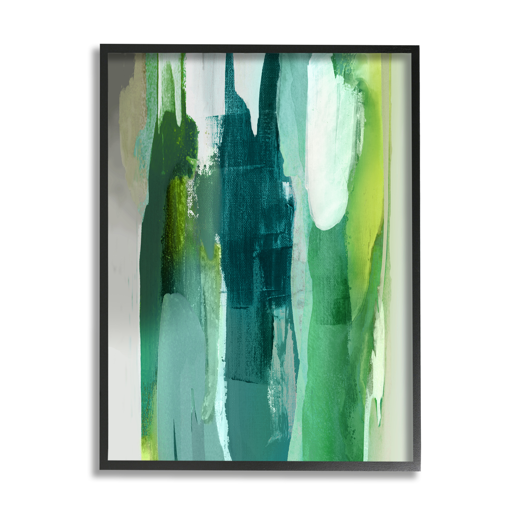 Stupell Industries Green Asymmetrical Abstract Abstract Painting Black ...