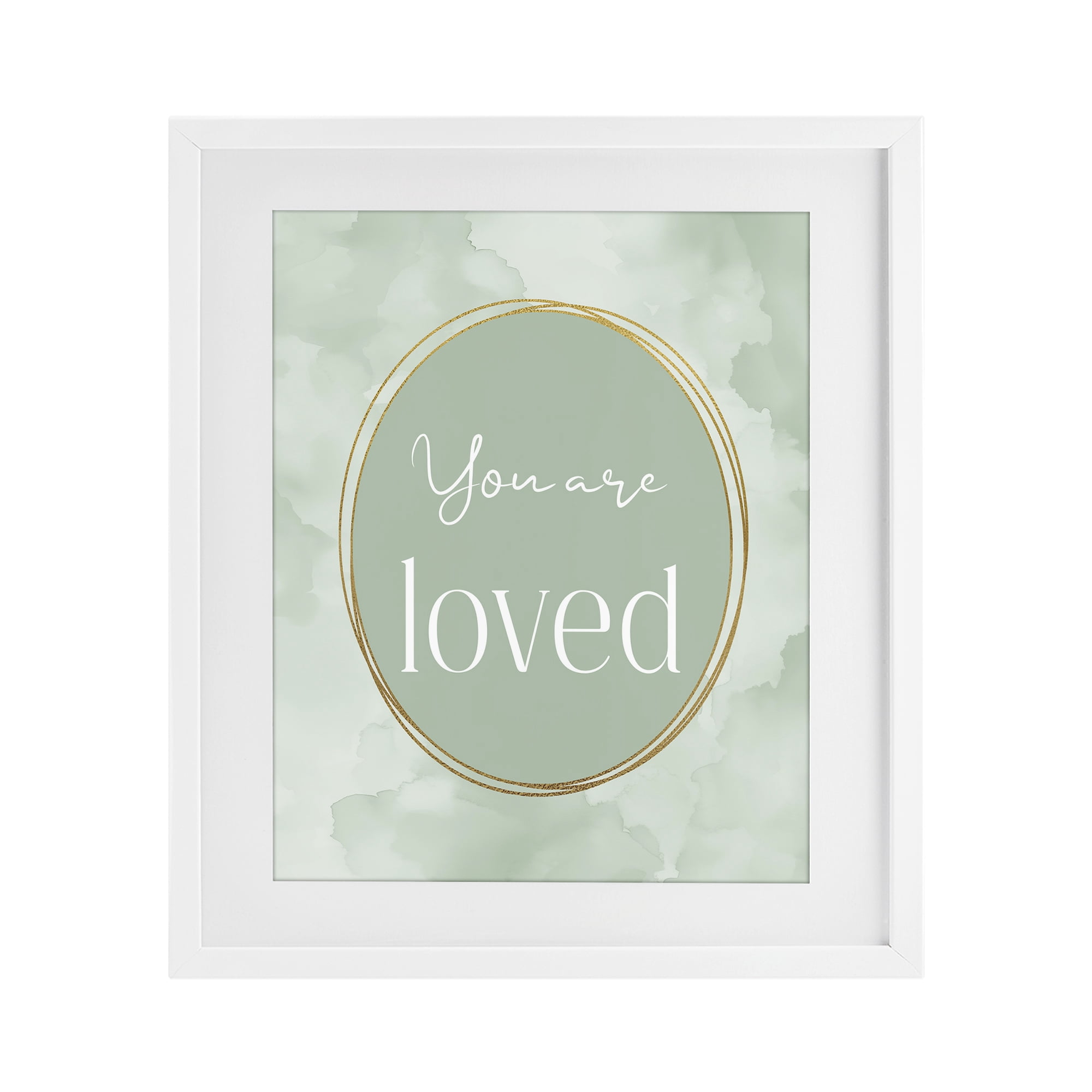 Stupell Industries Green Golden Affirmation White Framed Print Under ...