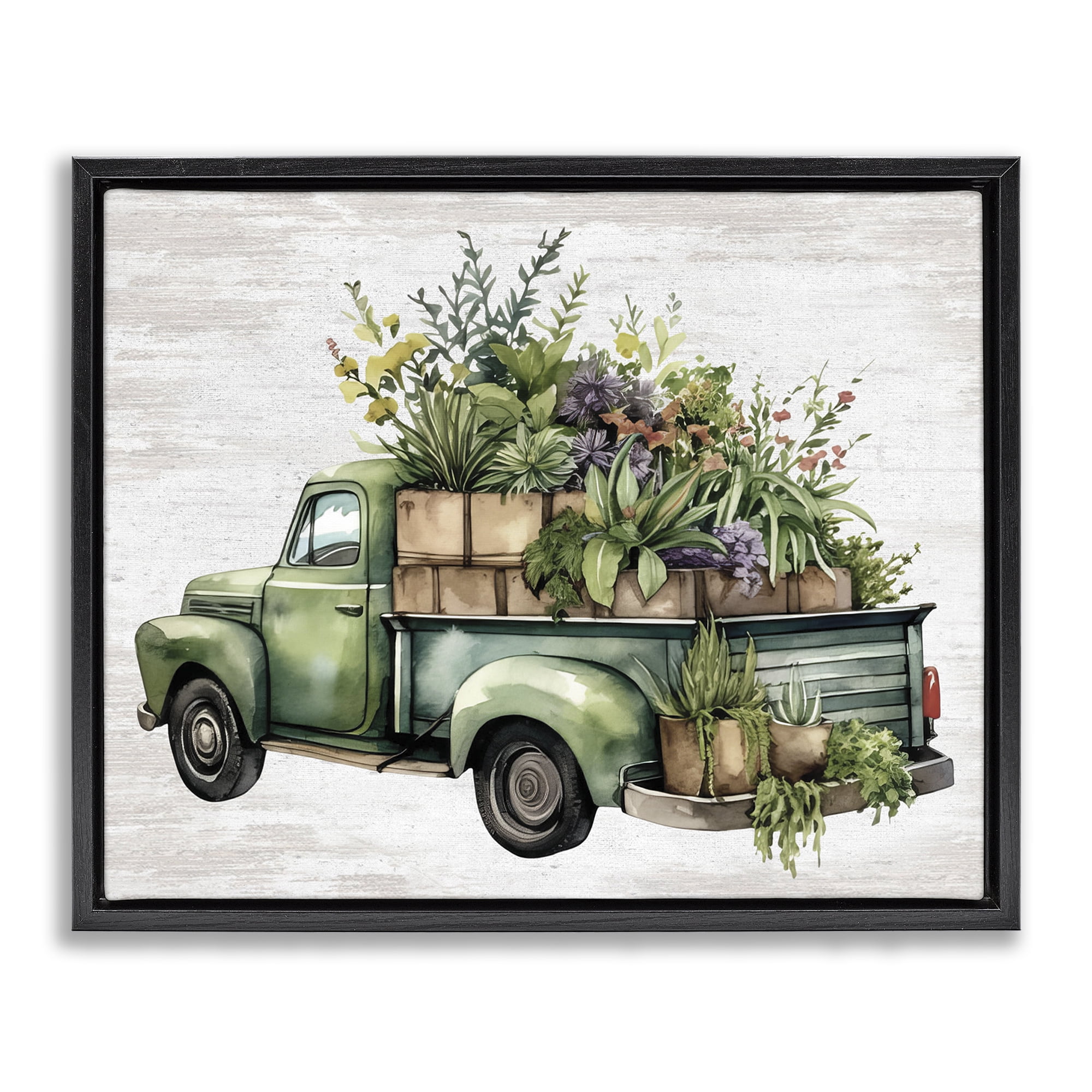 Stupell Industries Greenery Filled Truck Transportation Painting Black ...