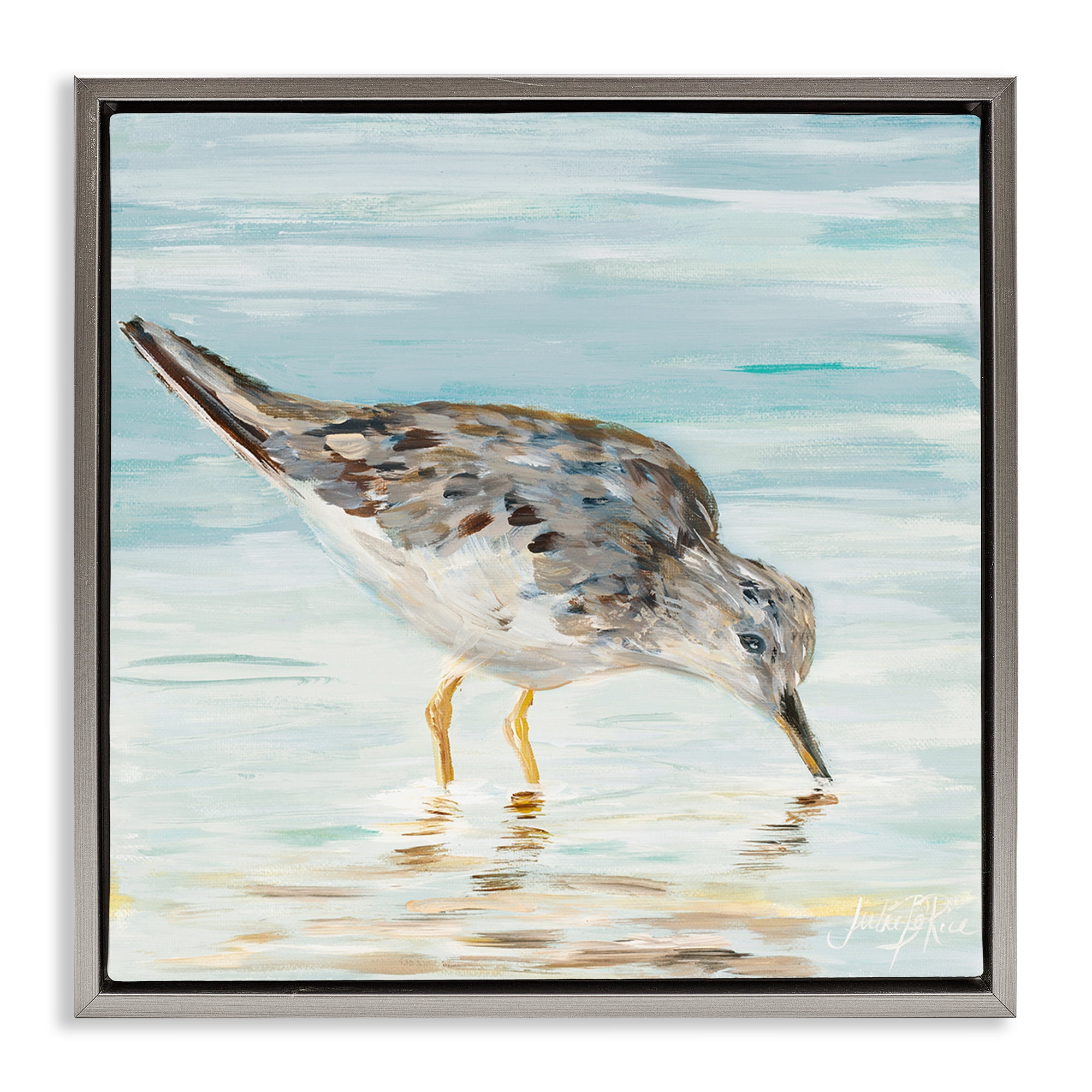 Stupell Industries Grey Beach Sandpiper Animals & Insects Painting Gray ...