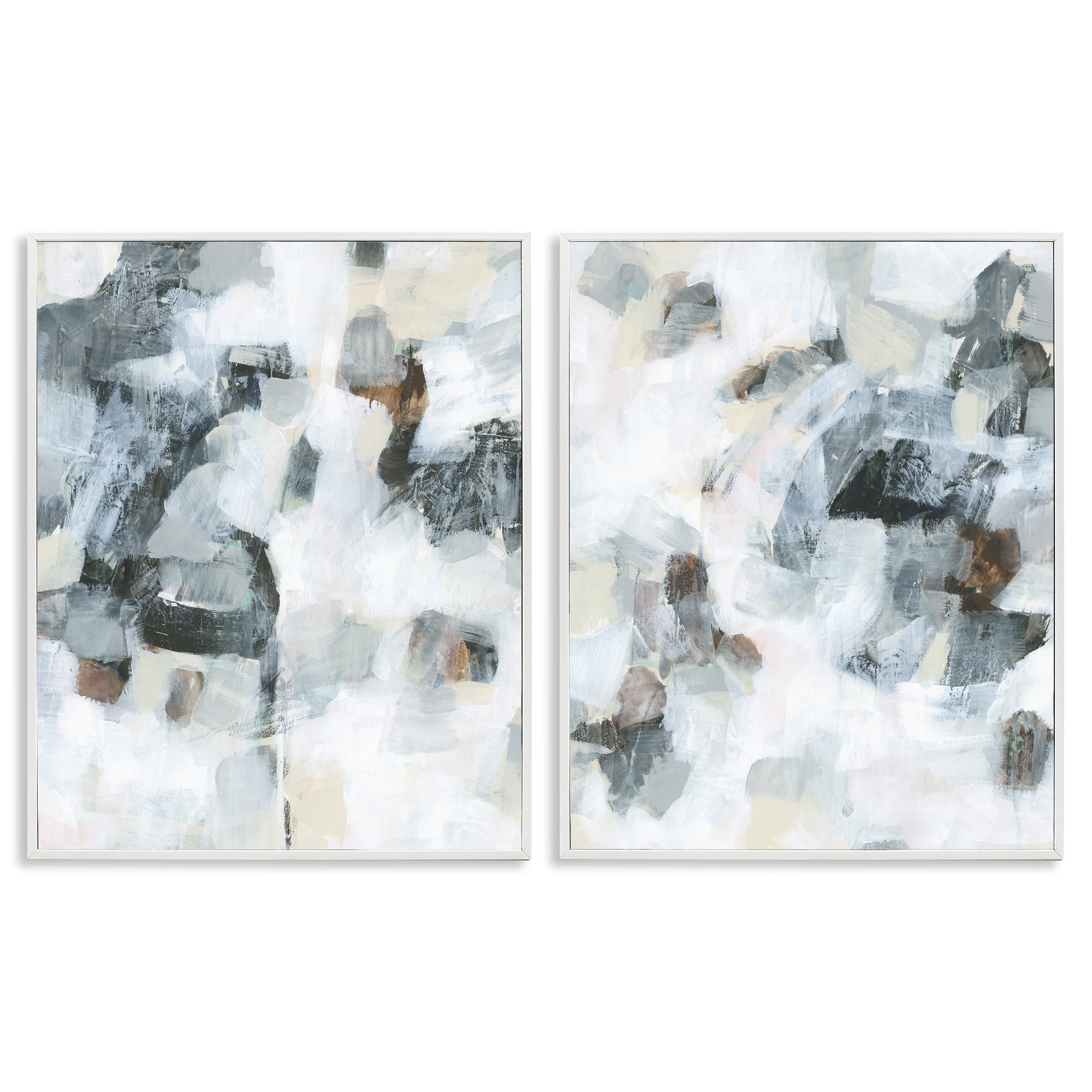 Stupell Industries Grey Faded Abstraction Abstract Painting White ...